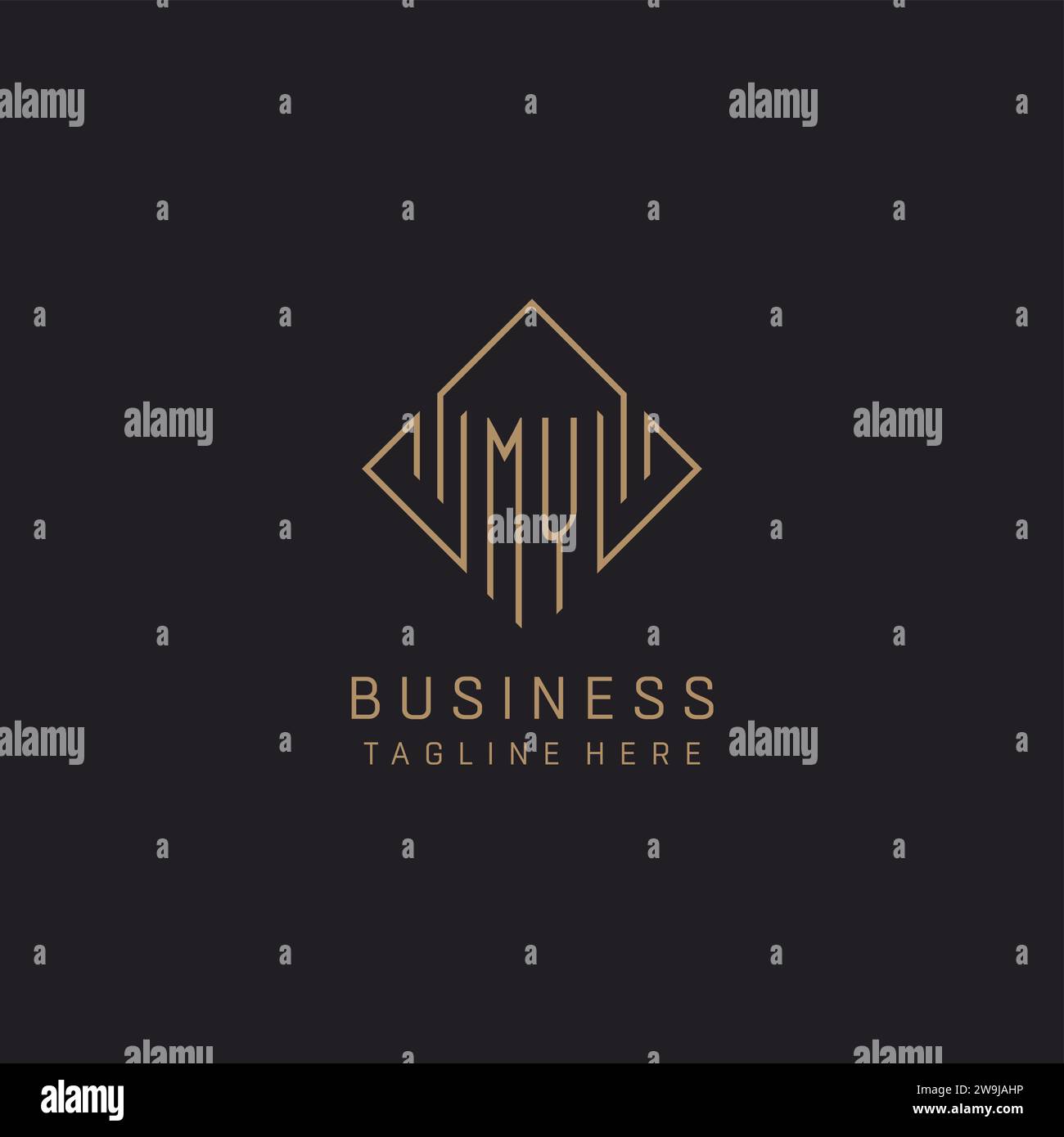 Monogram MY with rhombus line logo style, Luxury elegant logo design ...