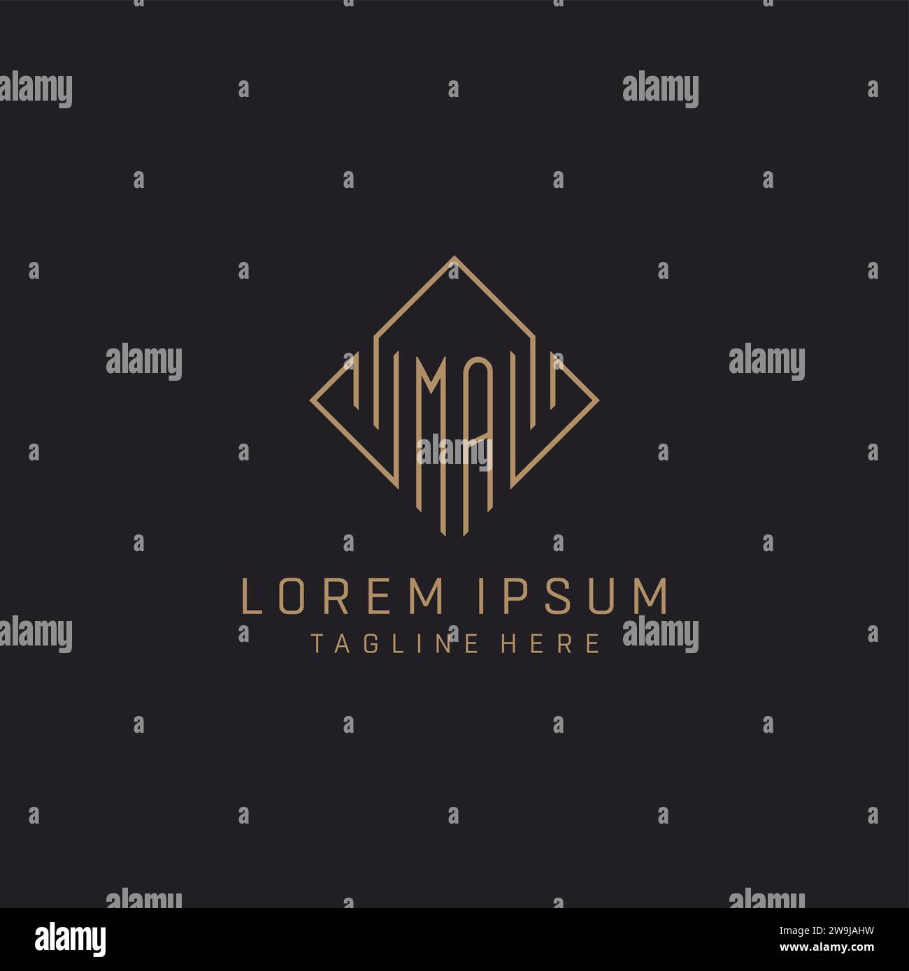 Monogram MA with rhombus line logo style, Luxury elegant logo design ...