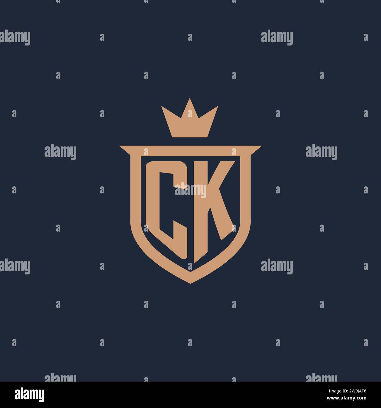 CK monogram initial logo with shield and crown style design ideas Stock ...
