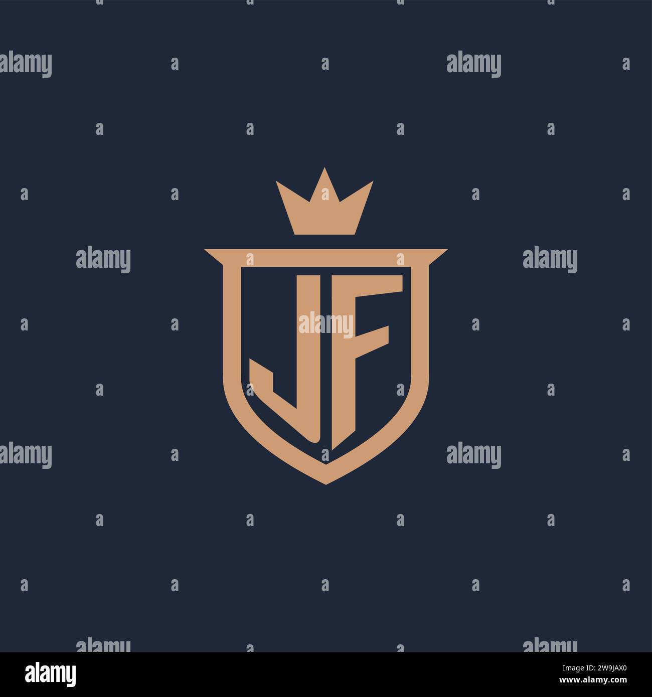 JF monogram initial logo with shield and crown style design ideas Stock Vector Image & Art - Alamy