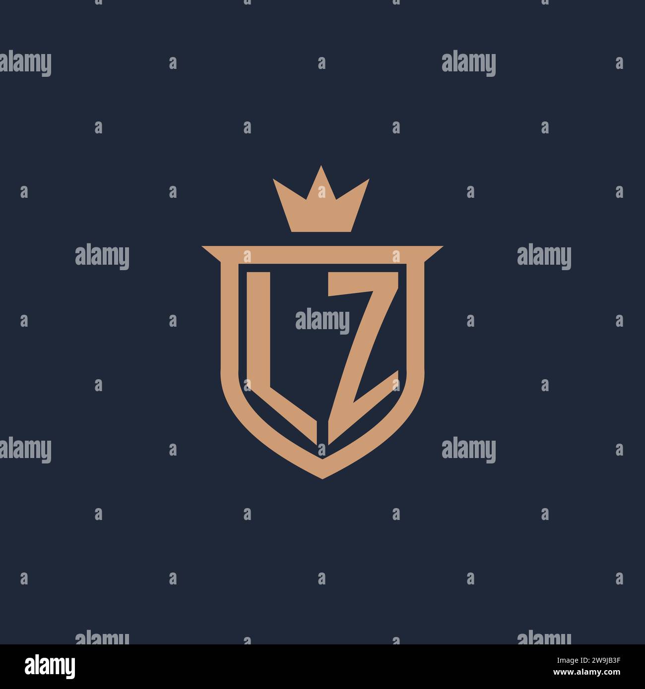 LZ monogram initial logo with shield and crown style design ideas Stock ...