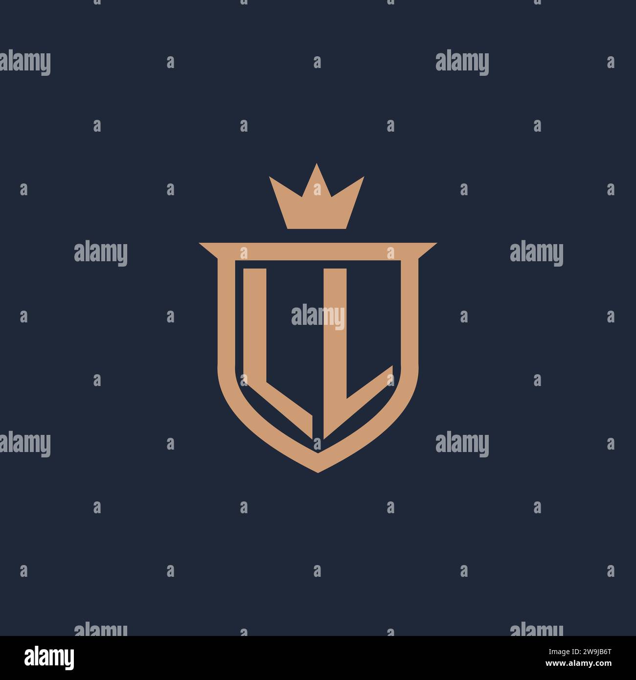 LL monogram initial logo with shield and crown style design ideas Stock ...