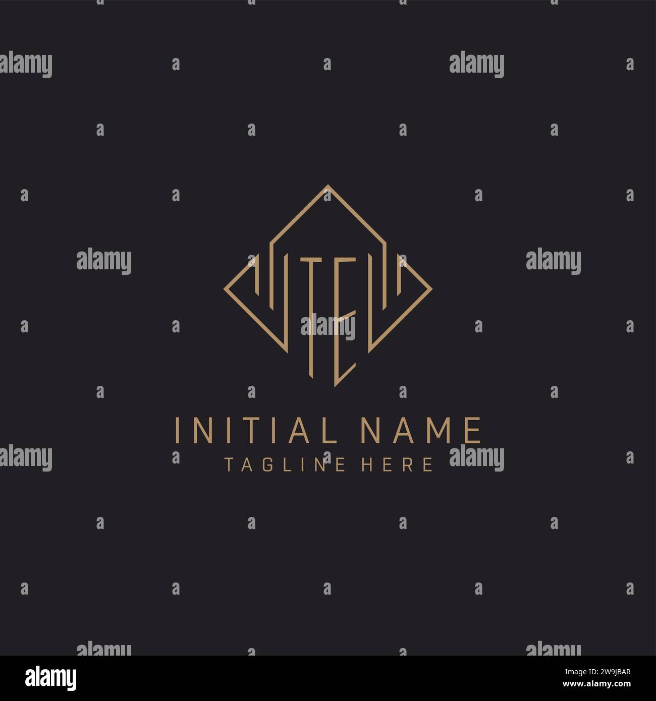 Monogram TE with rhombus line logo style, Luxury elegant logo design ...