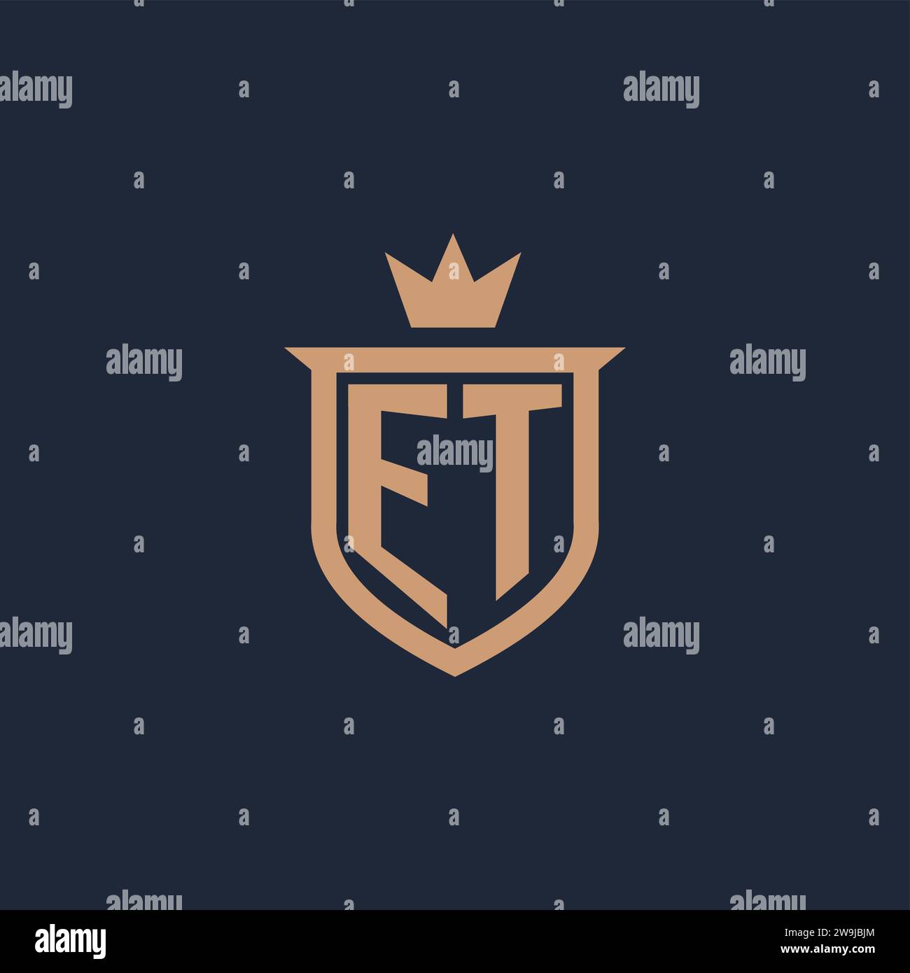 ET monogram initial logo with shield and crown style design ideas Stock ...