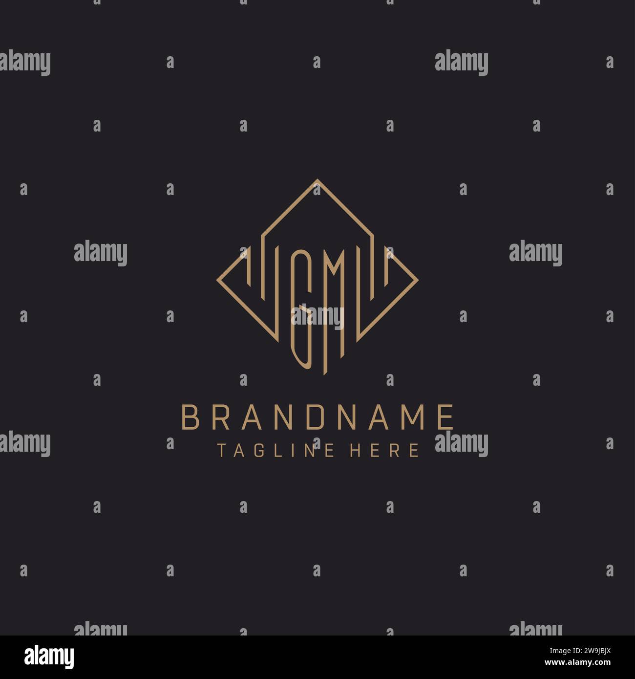 Monogram GM with rhombus line logo style, Luxury elegant logo design ...