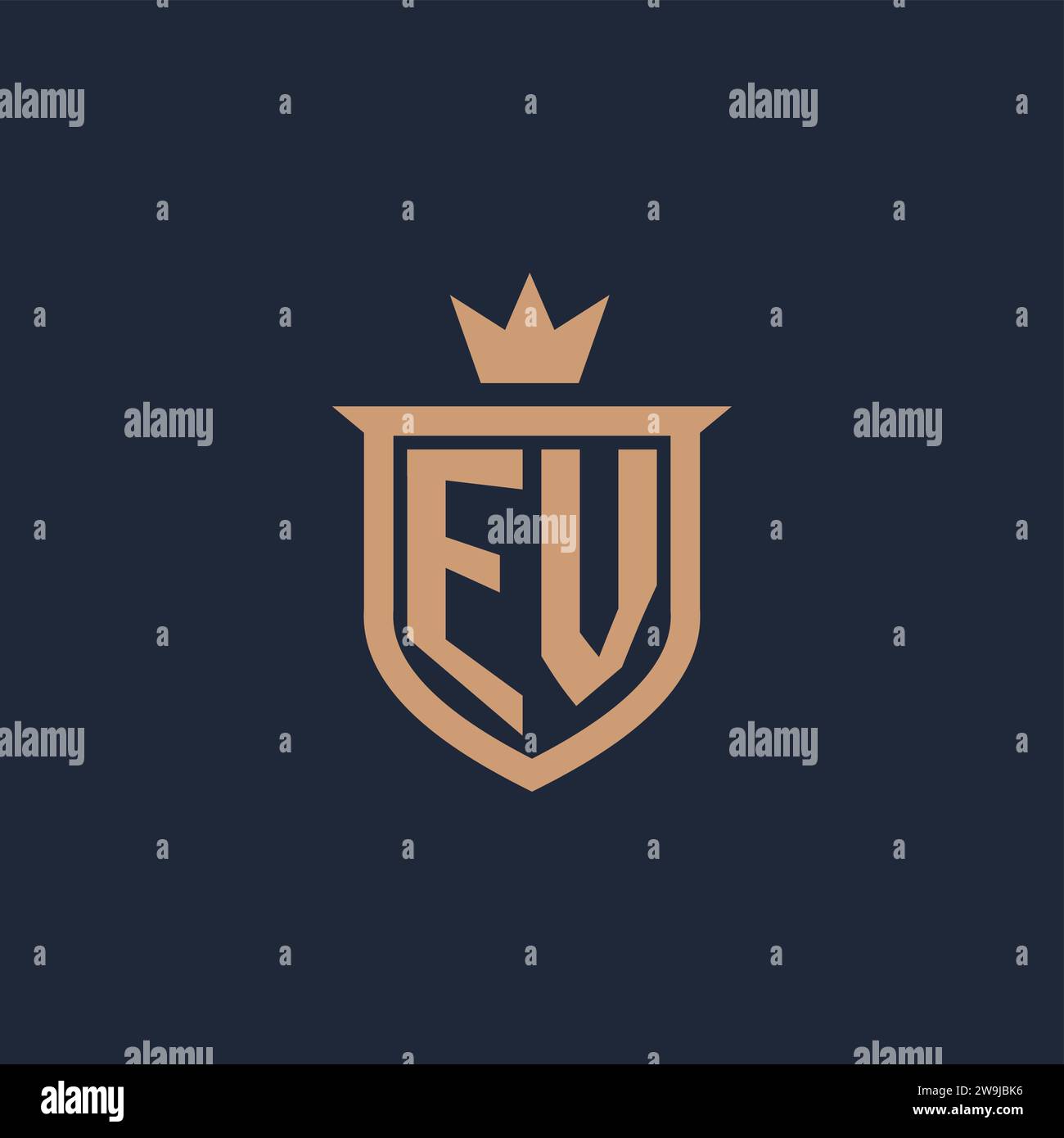 EV monogram initial logo with shield and crown style design ideas Stock ...