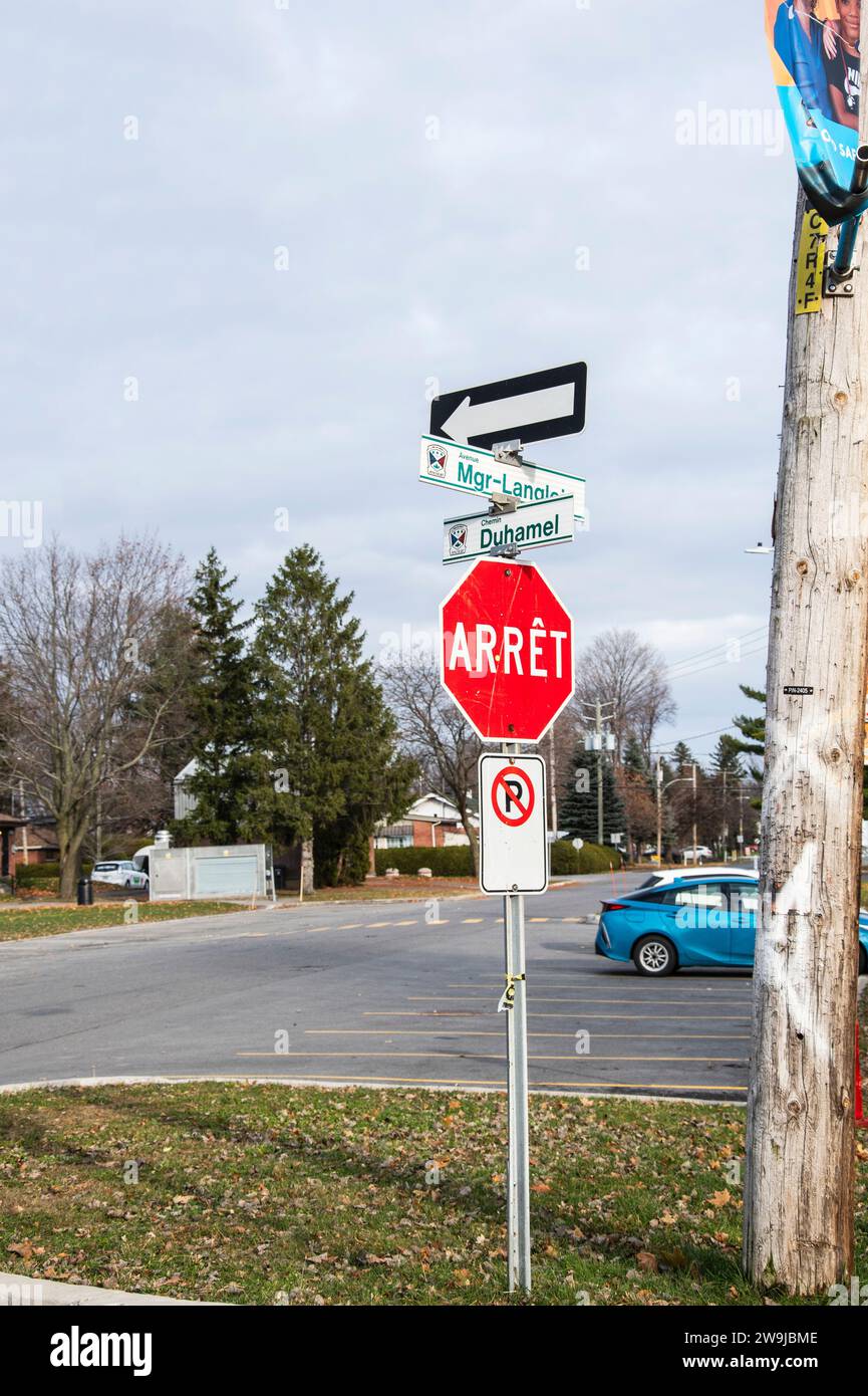 Chemin Duhamel street sign in Pincourt, Quebec, Canada Stock Photo - Alamy