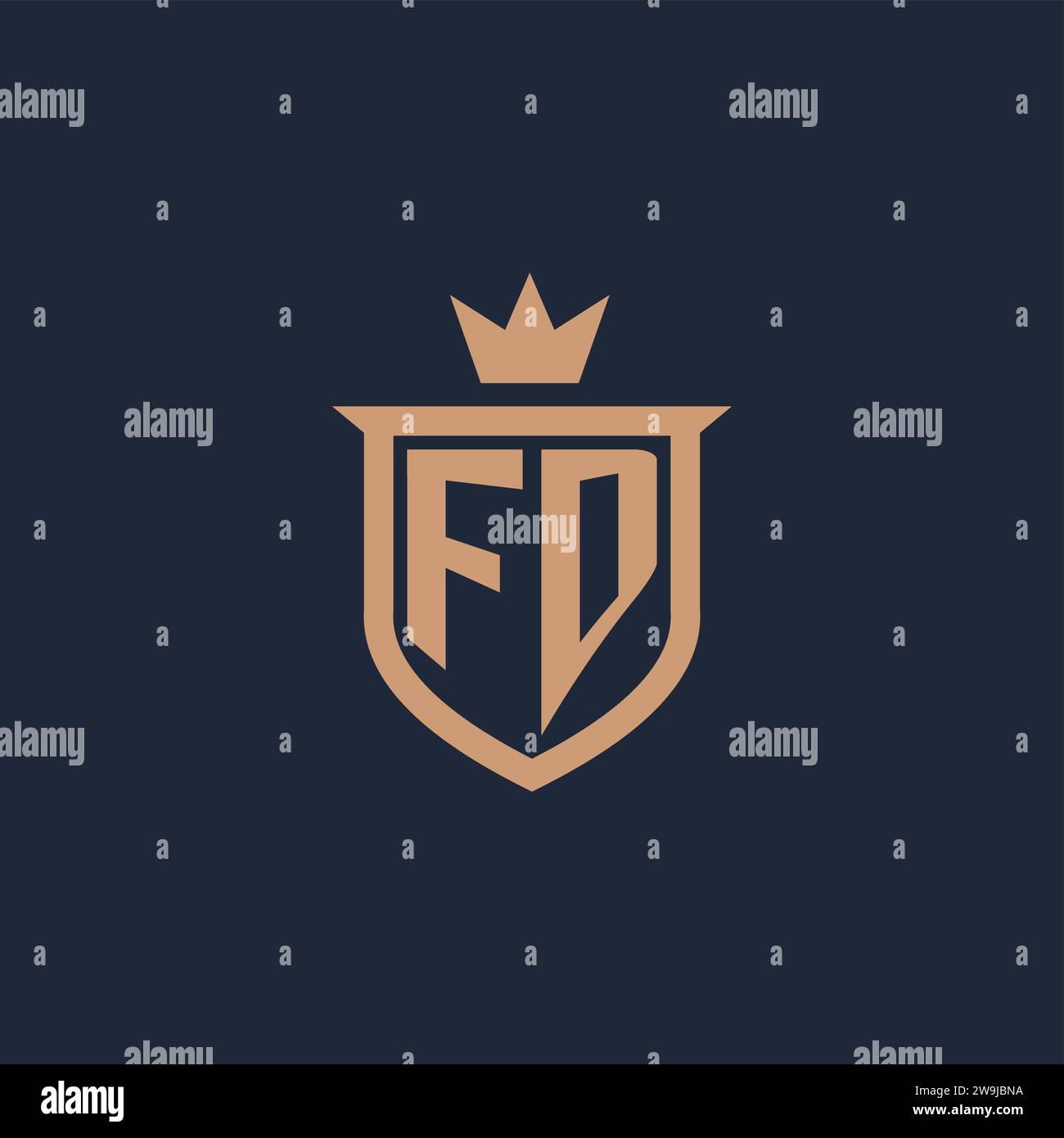 FD monogram initial logo with shield and crown style design ideas Stock ...