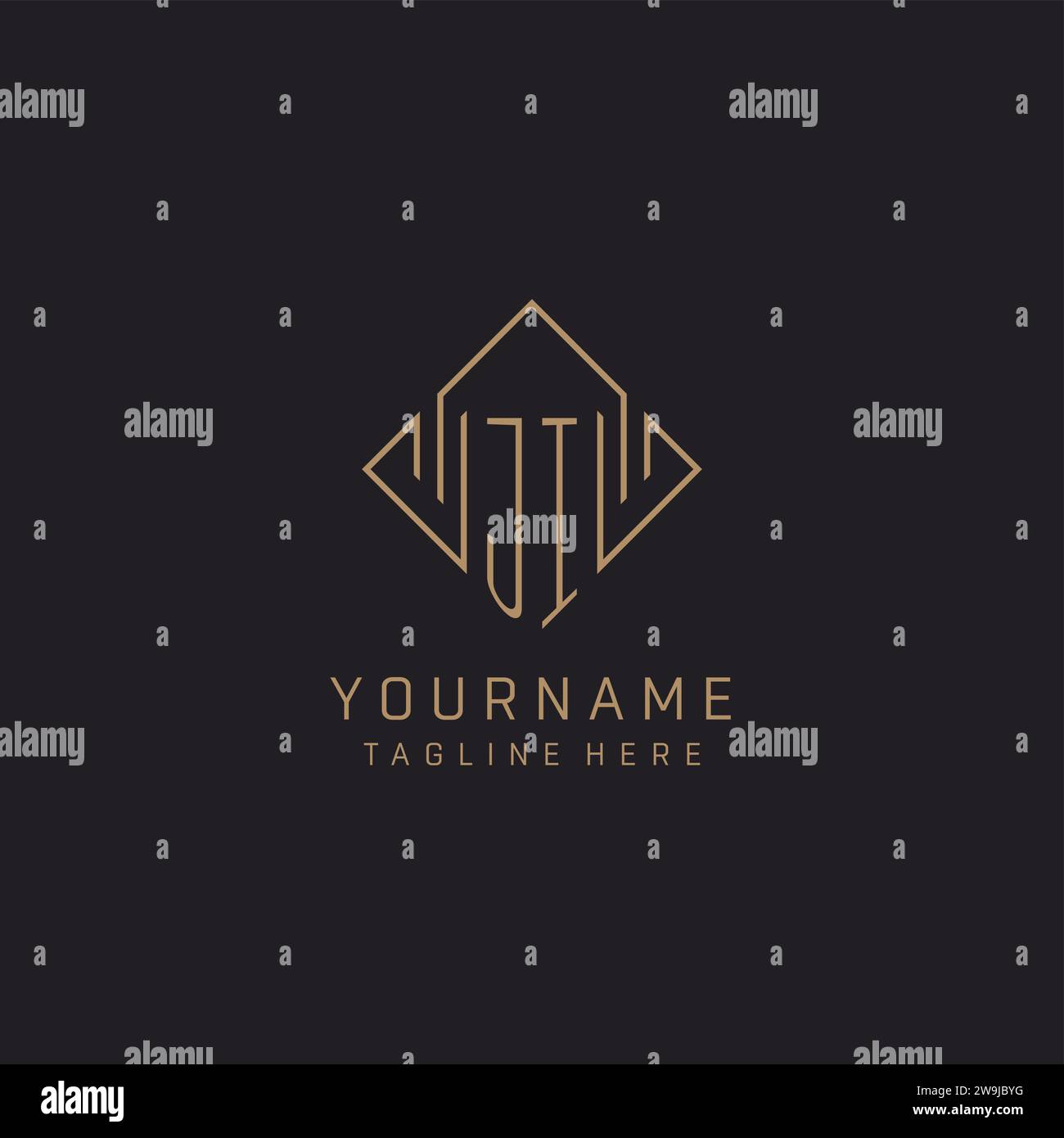 Monogram JI with rhombus line logo style, Luxury elegant logo design ...
