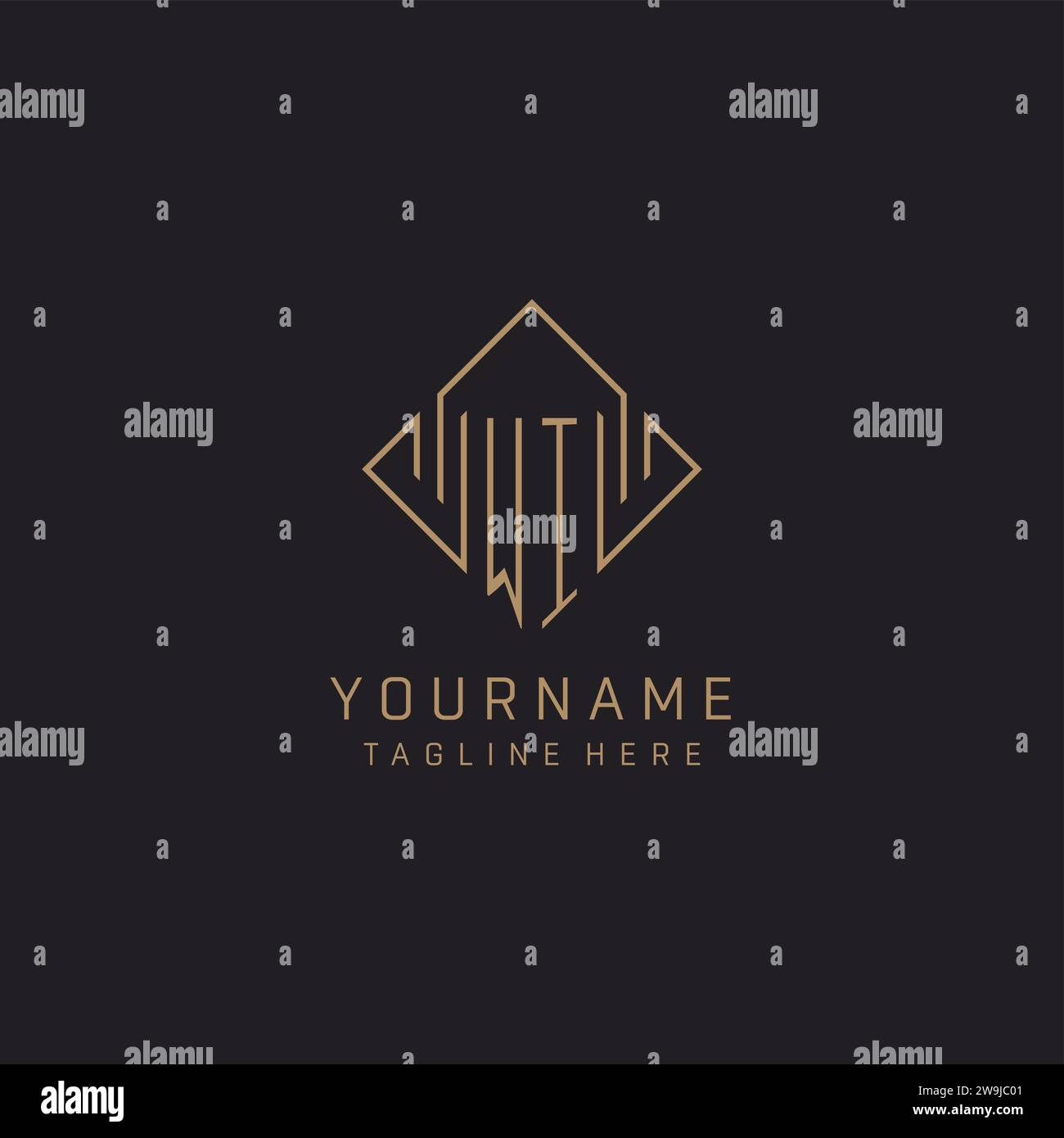 Monogram WI with rhombus line logo style, Luxury elegant logo design ...