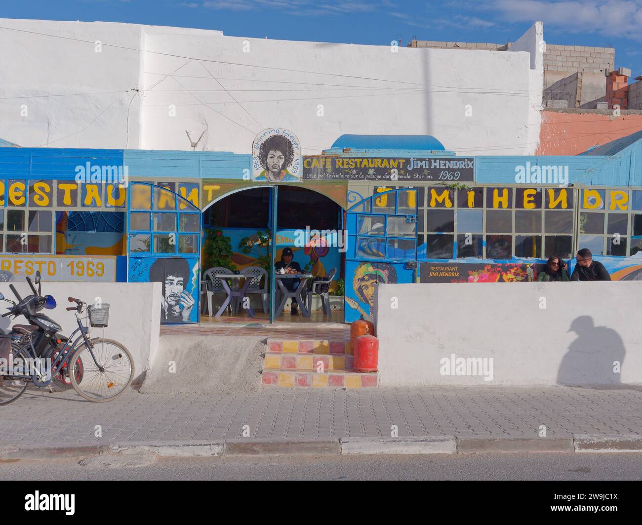 Jimi Hendrix Themed Cafe exterior in the village of Diabat close to the ...