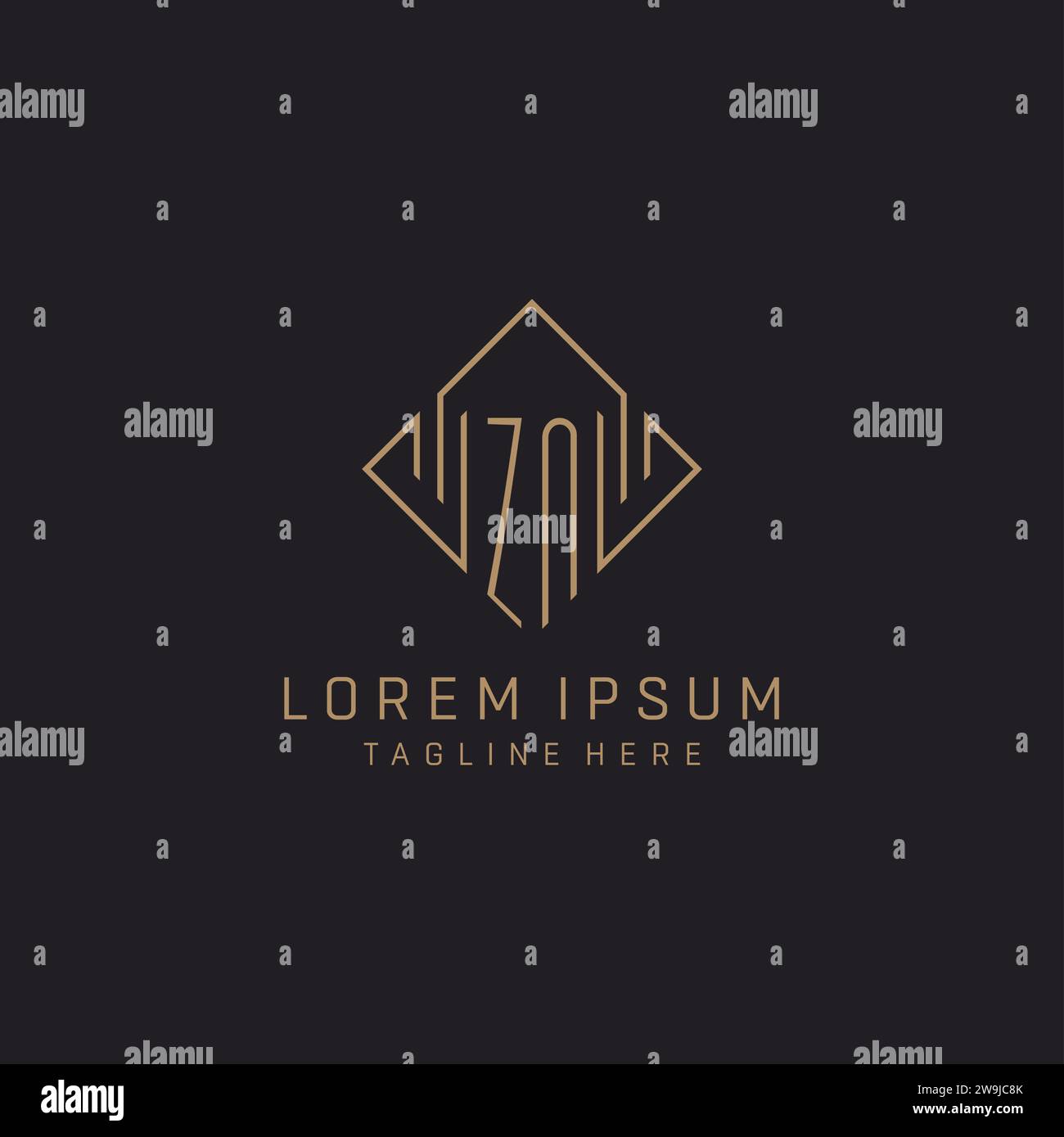 Monogram ZN with rhombus line logo style, Luxury elegant logo design ...