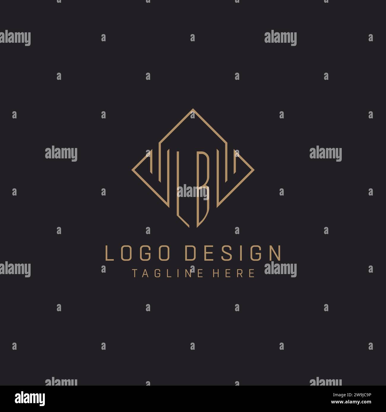 Monogram LB with rhombus line logo style, Luxury elegant logo design ...