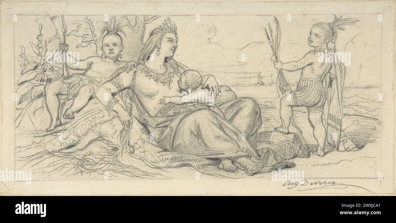 Allegory of America 1959 by Eugene Deveria Stock Photo - Alamy