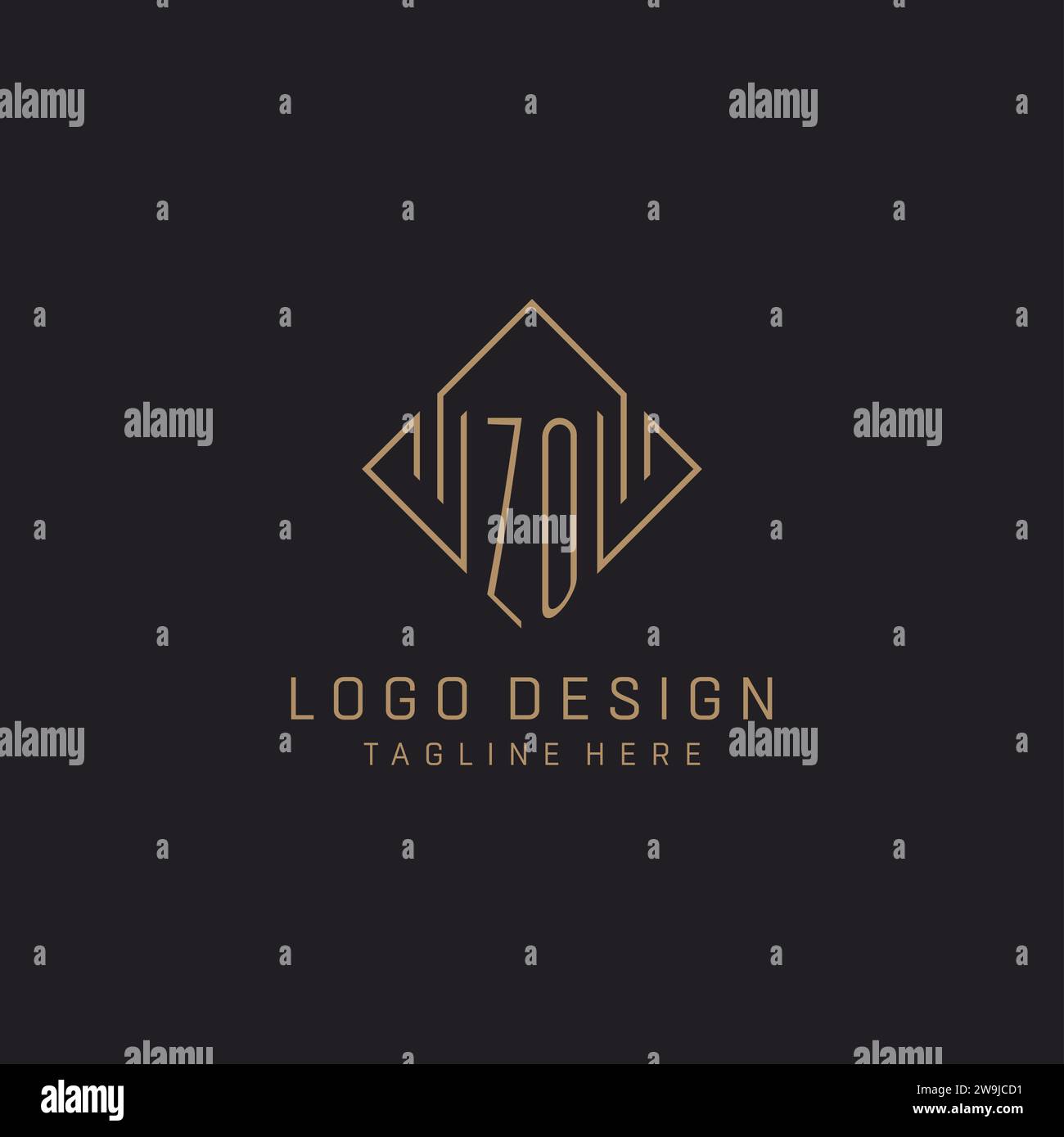 Monogram ZO with rhombus line logo style, Luxury elegant logo design ...
