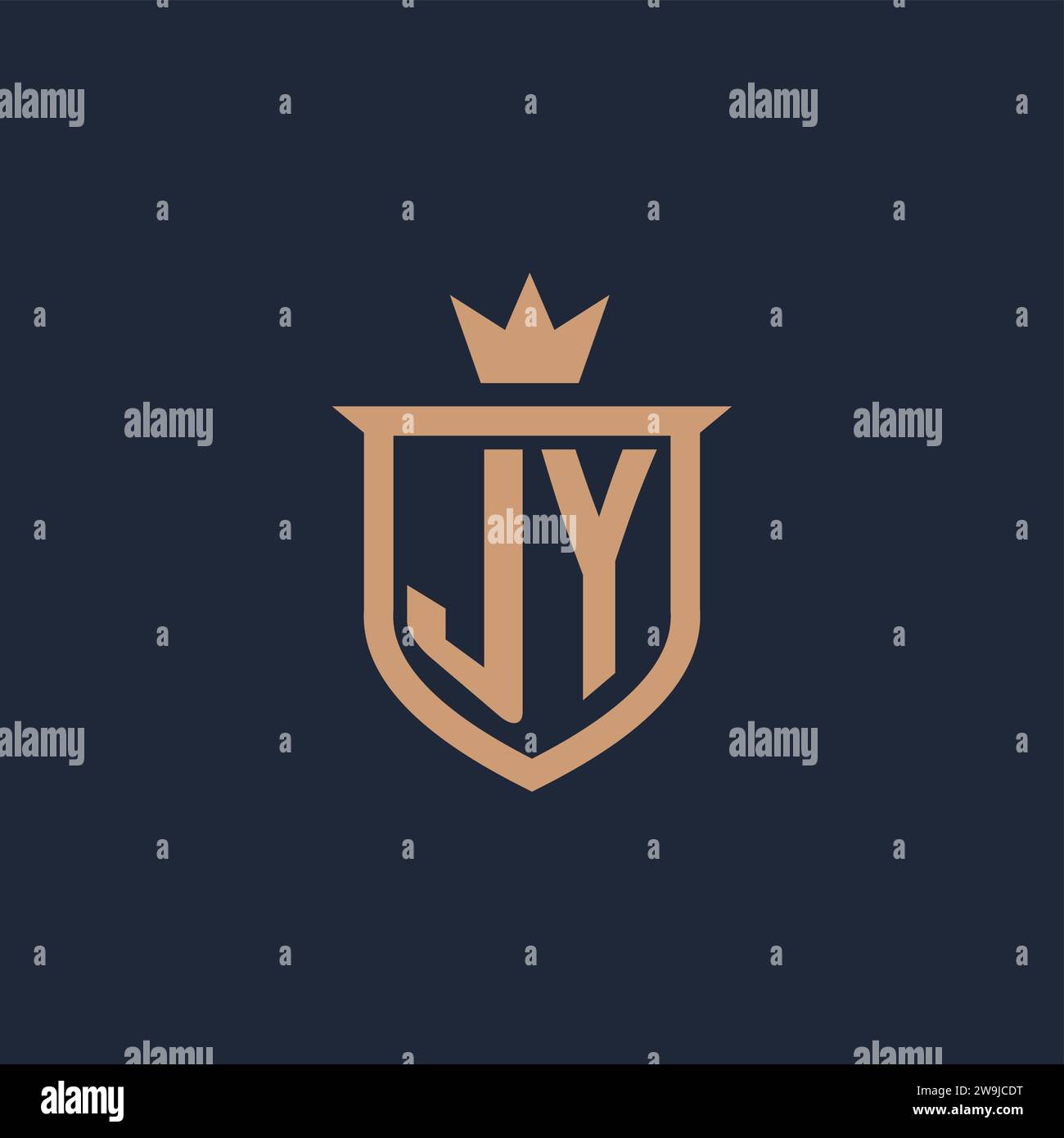 JY monogram initial logo with shield and crown style design ideas Stock ...