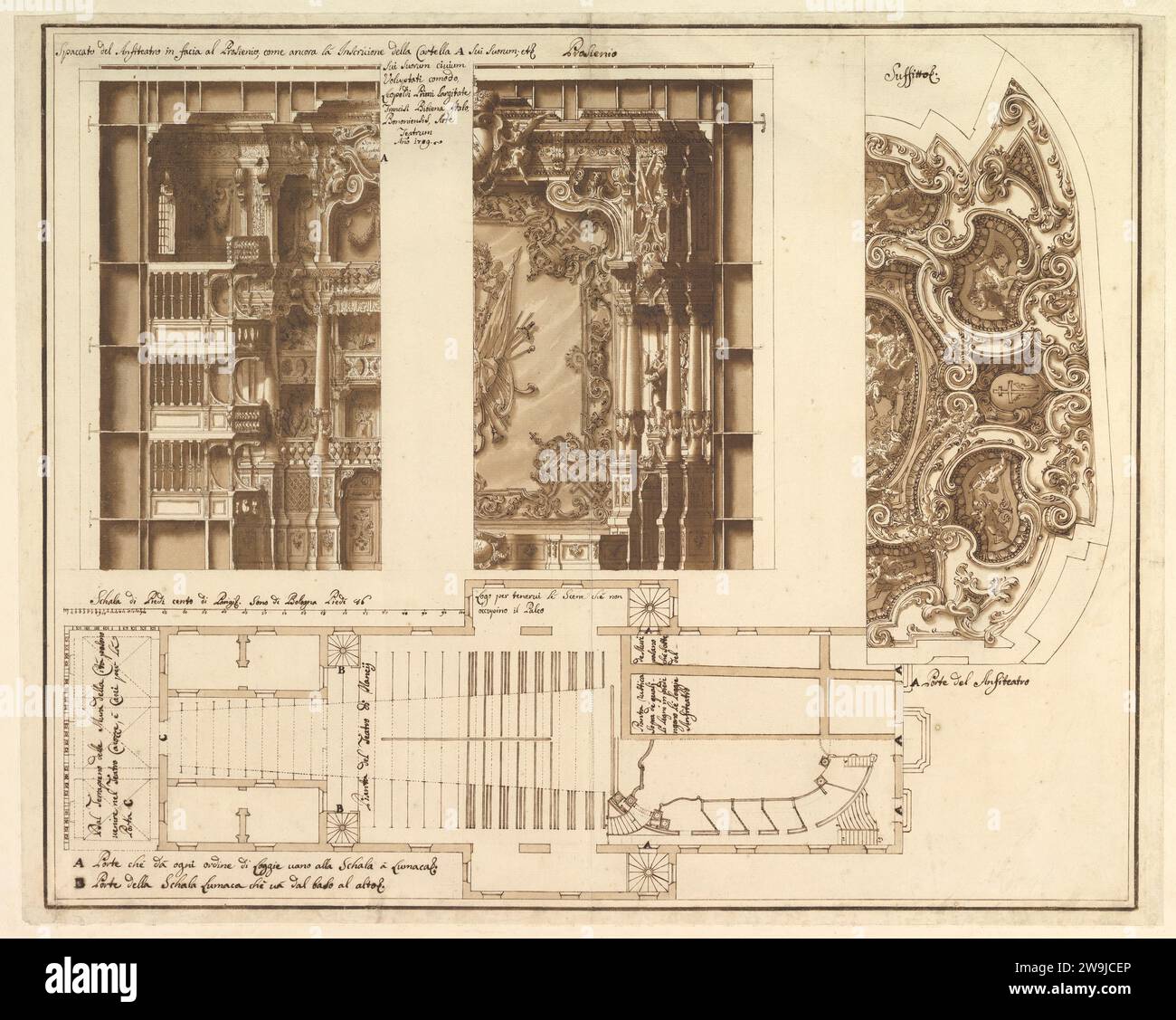 Designs for the Theater at Nancy: View of Half the Proscenium and a ...