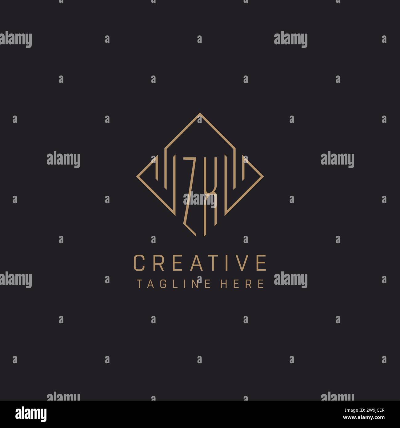 Monogram ZX with rhombus line logo style, Luxury elegant logo design ideas vector graphic Stock ...
