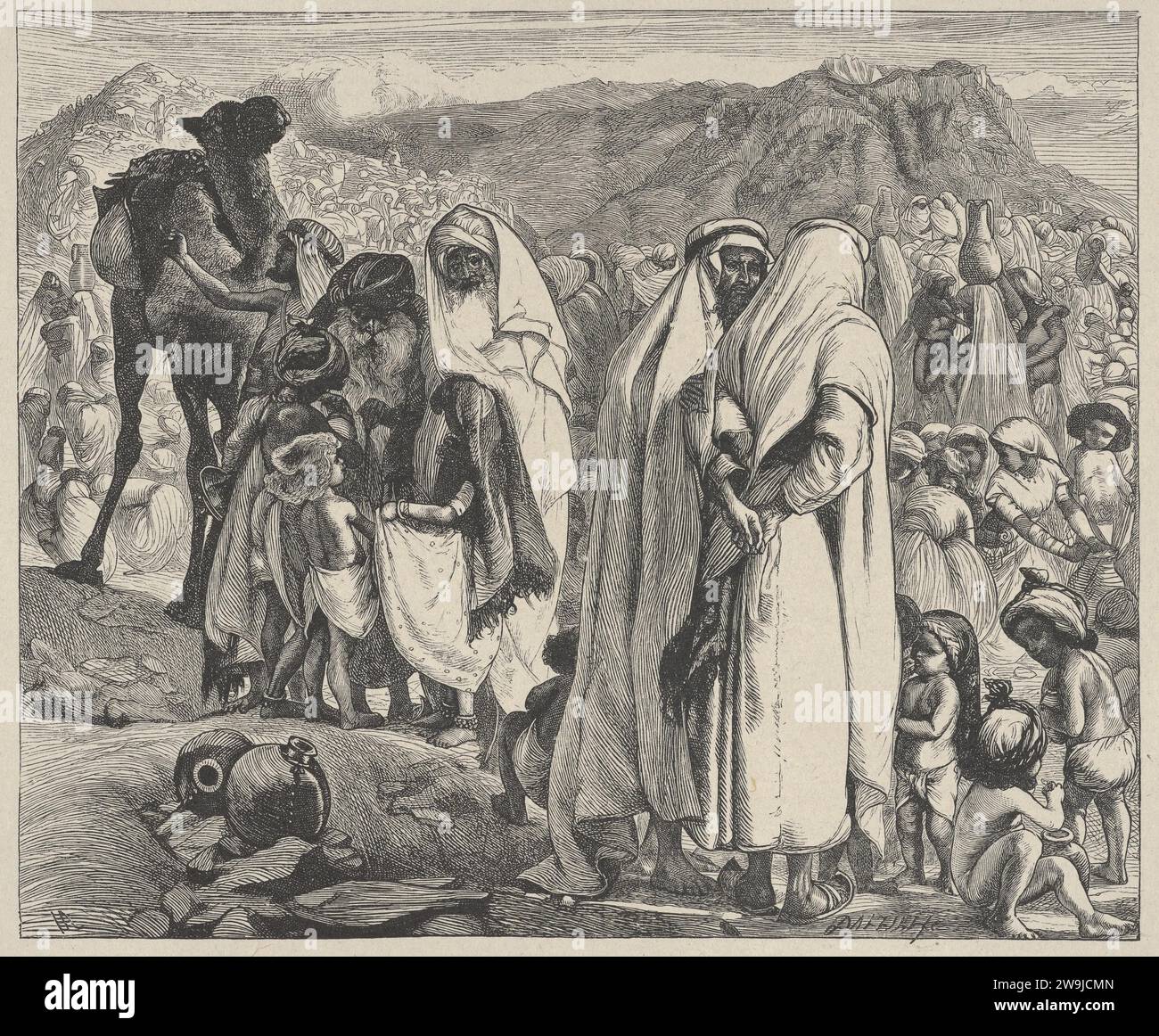 Gathering Manna, from "Dalziels' Bible Gallery" 1926 by Camden Press ...