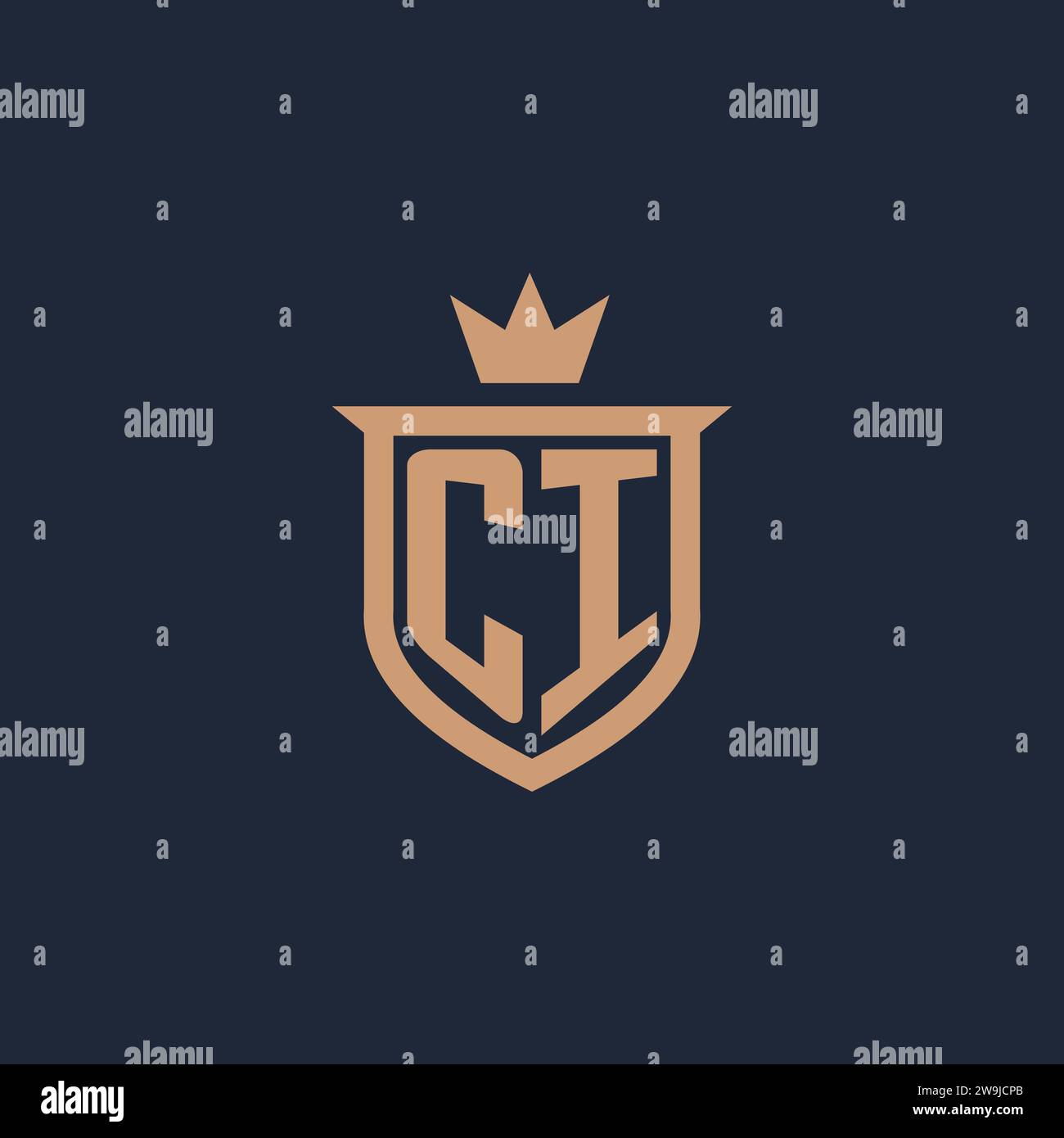 CI monogram initial logo with shield and crown style design ideas Stock Vector Image & Art - Alamy