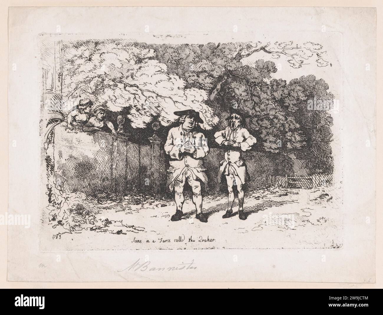 Scene in a Farce called The Quaker 1917 by Charles Dibdin Stock Photo ...