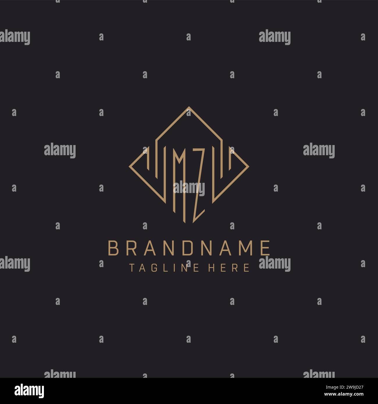 Monogram MZ with rhombus line logo style, Luxury elegant logo design ...