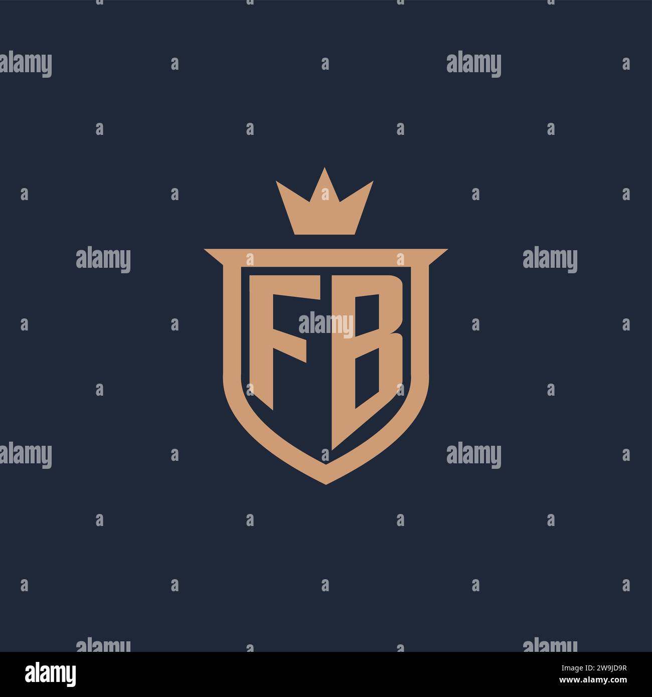 FB monogram initial logo with shield and crown style design ideas Stock Vector Image & Art - Alamy