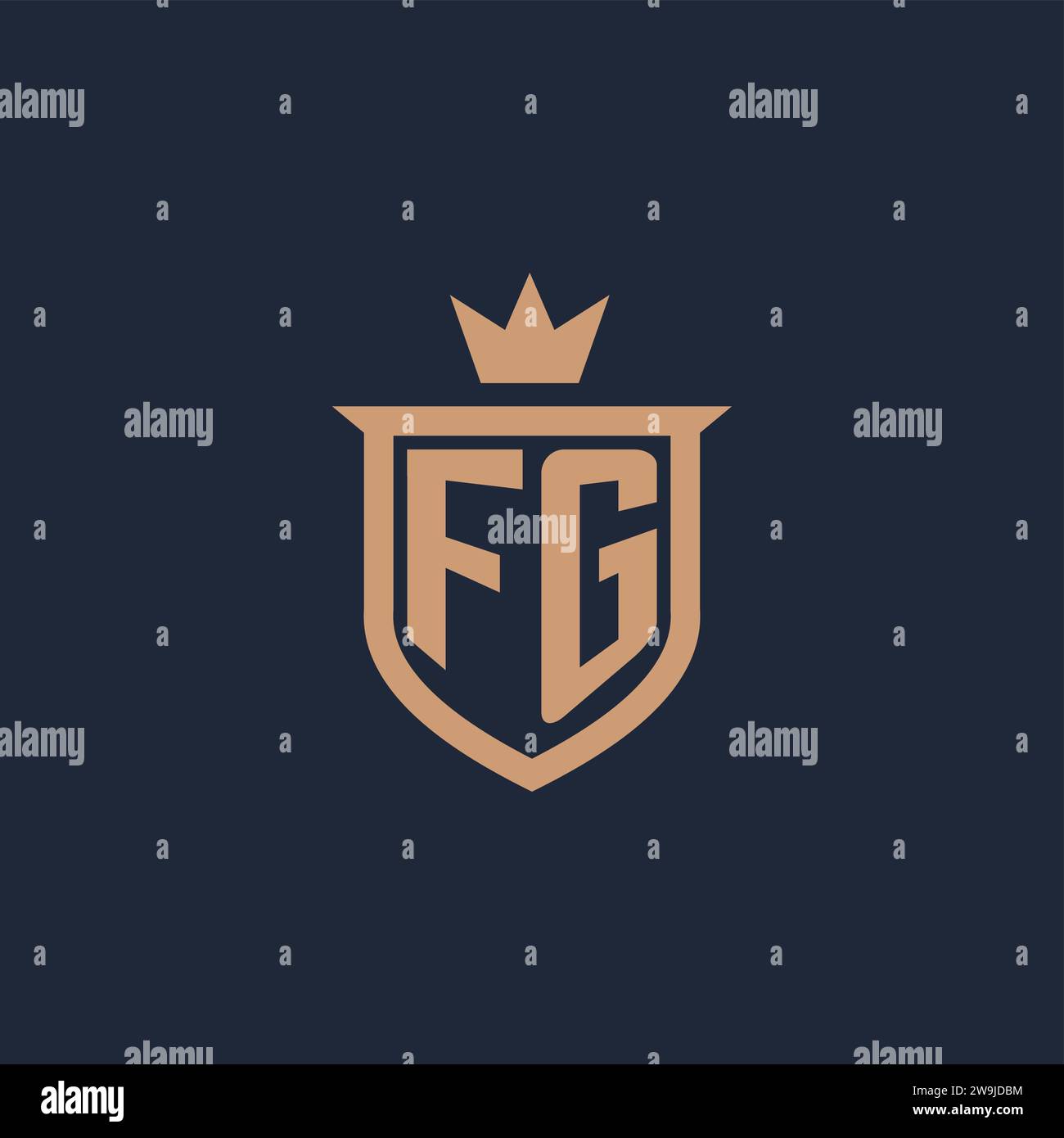 FG monogram initial logo with shield and crown style design ideas Stock Vector Image & Art - Alamy