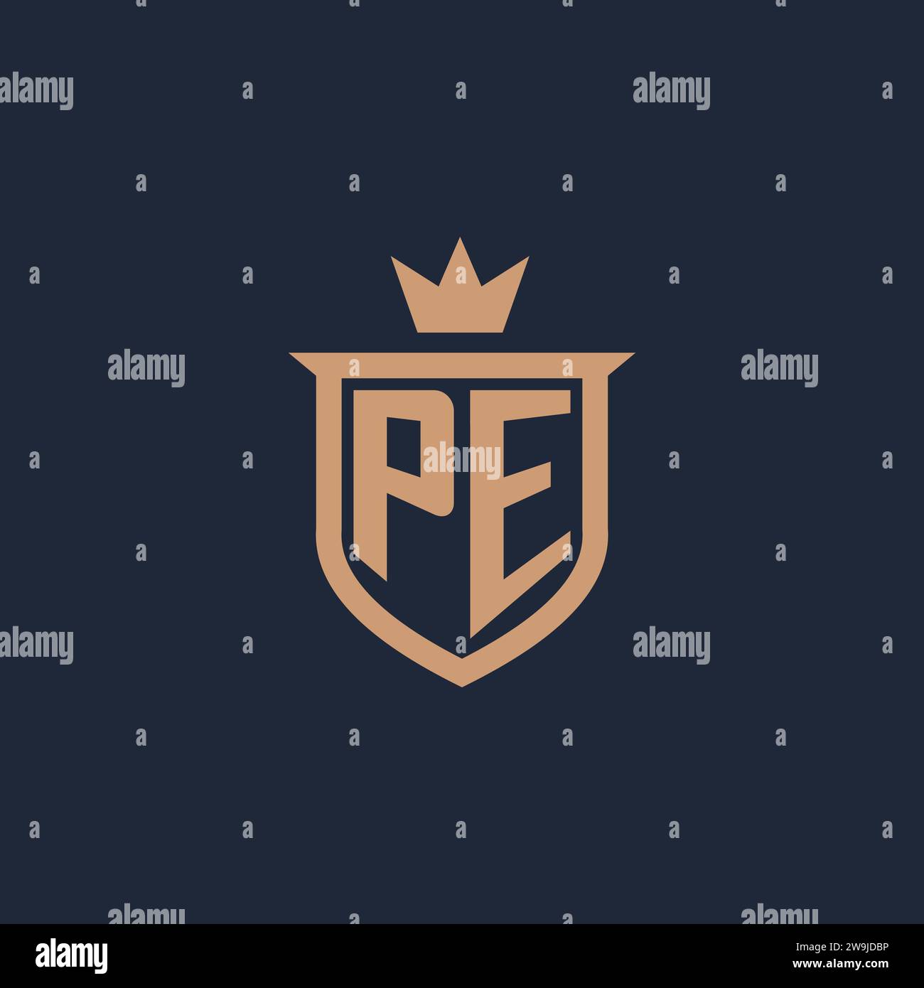 PE monogram initial logo with shield and crown style design ideas Stock Vector Image & Art - Alamy
