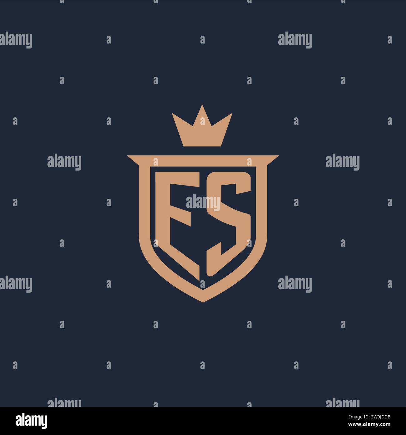 ES monogram initial logo with shield and crown style design ideas Stock ...