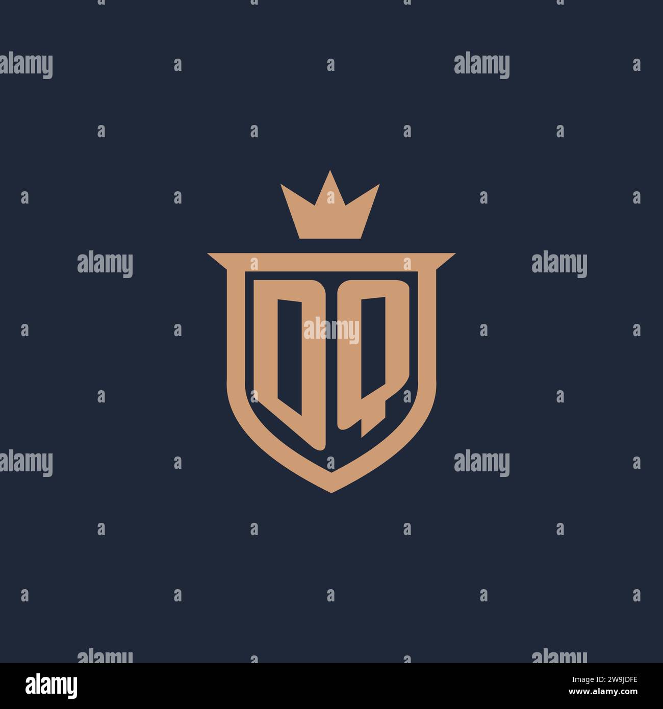 DQ monogram initial logo with shield and crown style design ideas Stock ...