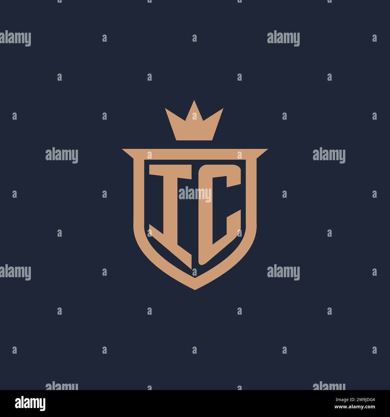 IC monogram initial logo with shield and crown style design ideas Stock ...