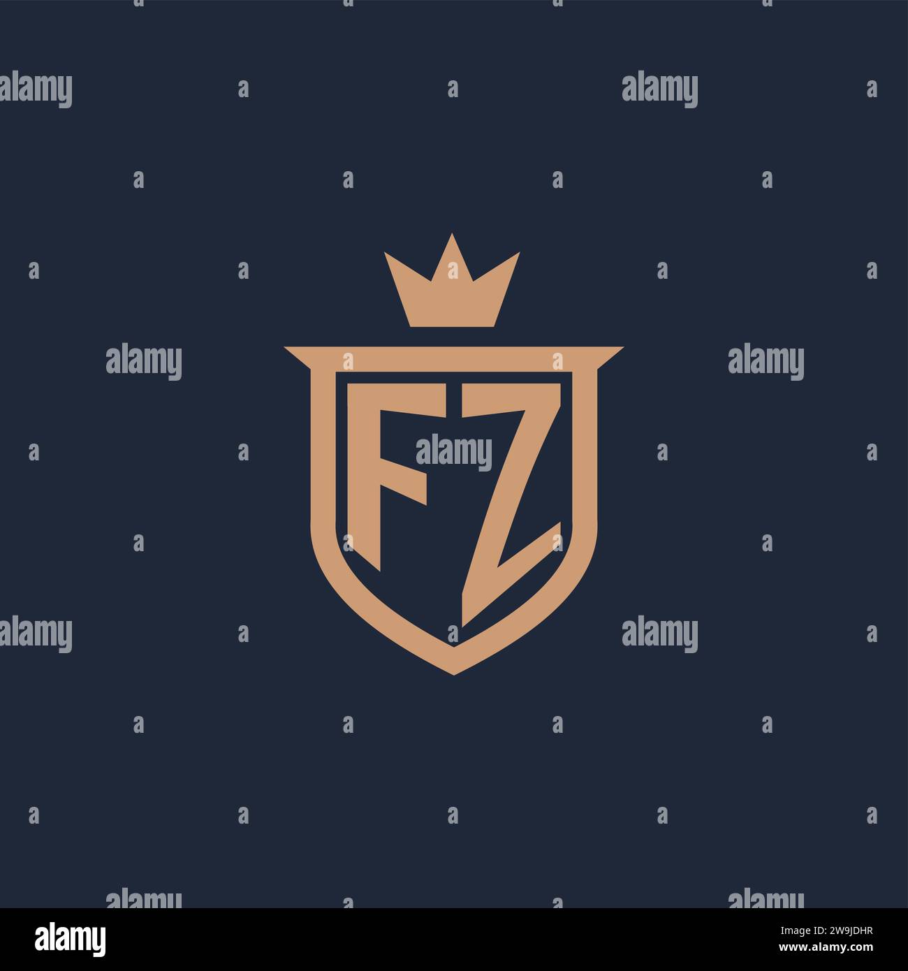 FZ monogram initial logo with shield and crown style design ideas Stock Vector Image & Art - Alamy