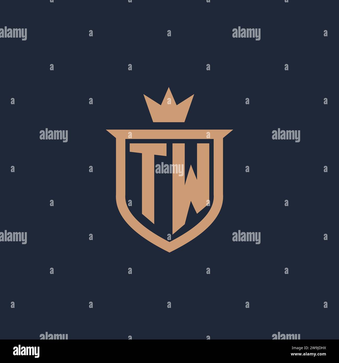 TW monogram initial logo with shield and crown style design ideas Stock Vector Image & Art - Alamy