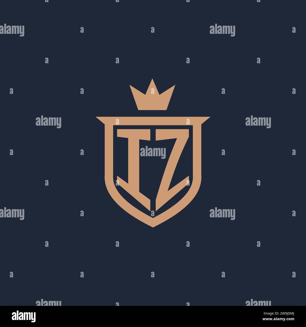 IZ monogram initial logo with shield and crown style design ideas Stock ...