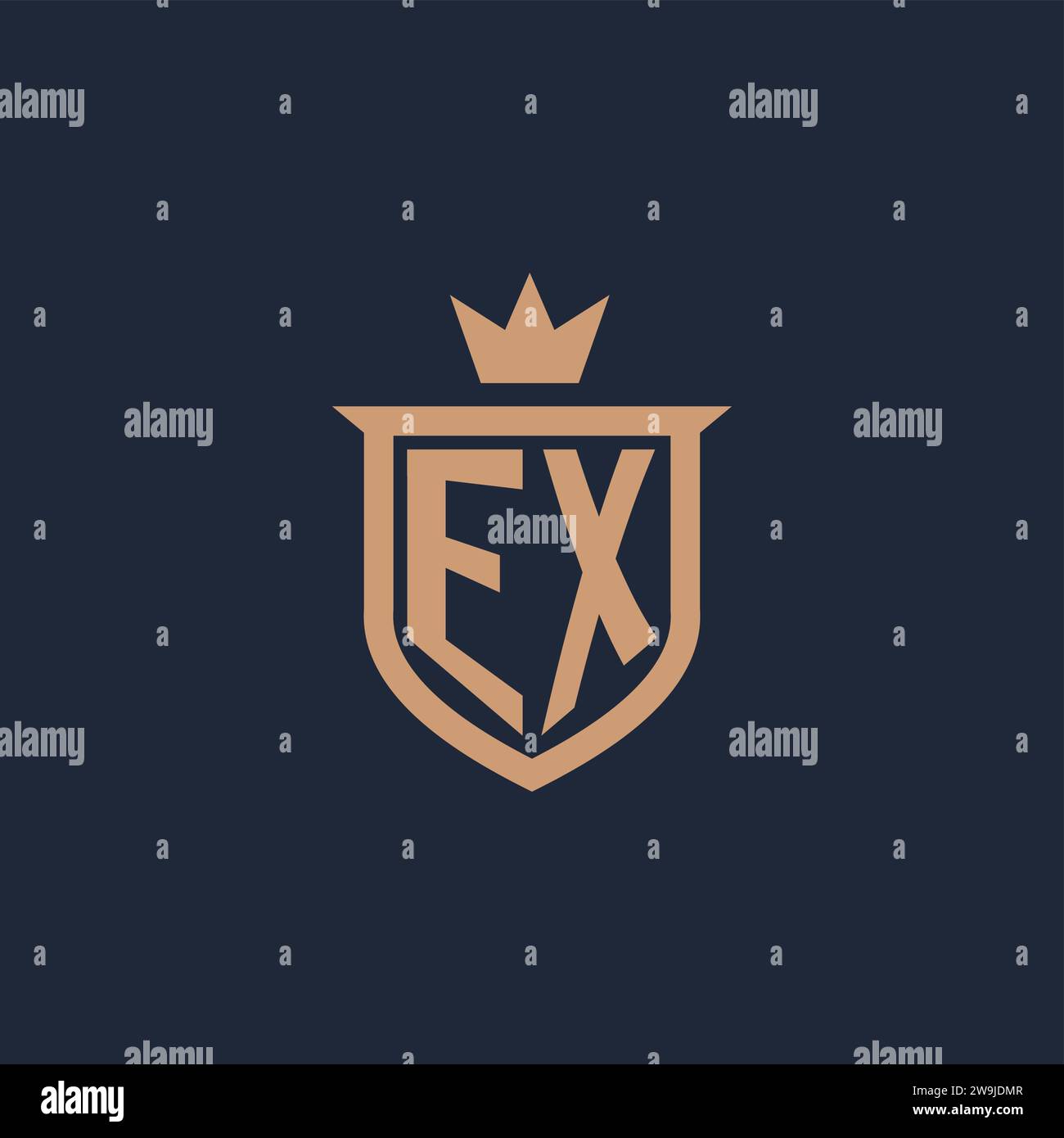 EX monogram initial logo with shield and crown style design ideas Stock ...