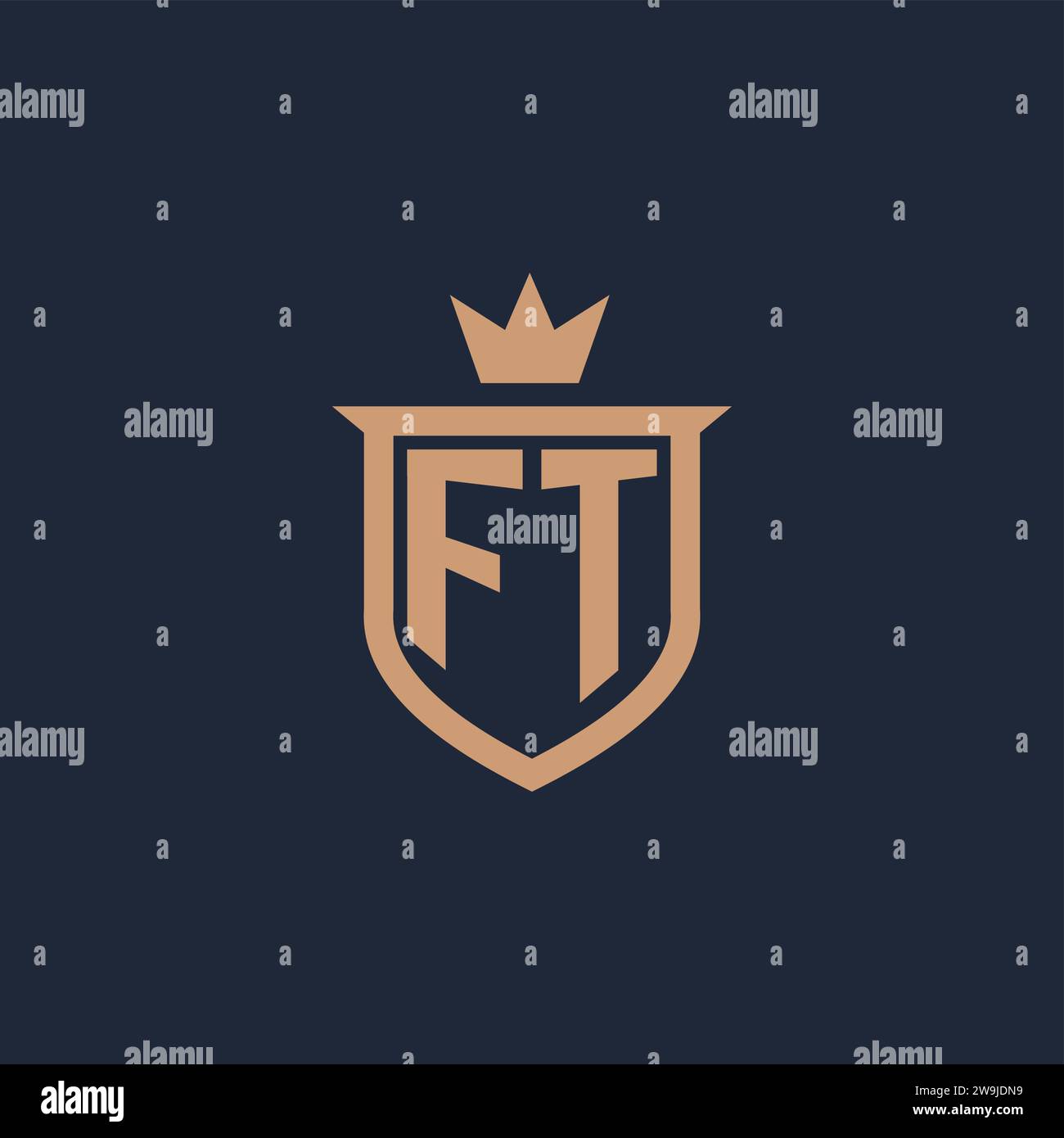 FT monogram initial logo with shield and crown style design ideas Stock ...