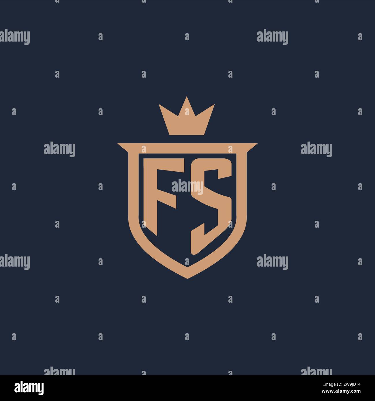 FS monogram initial logo with shield and crown style design ideas Stock ...