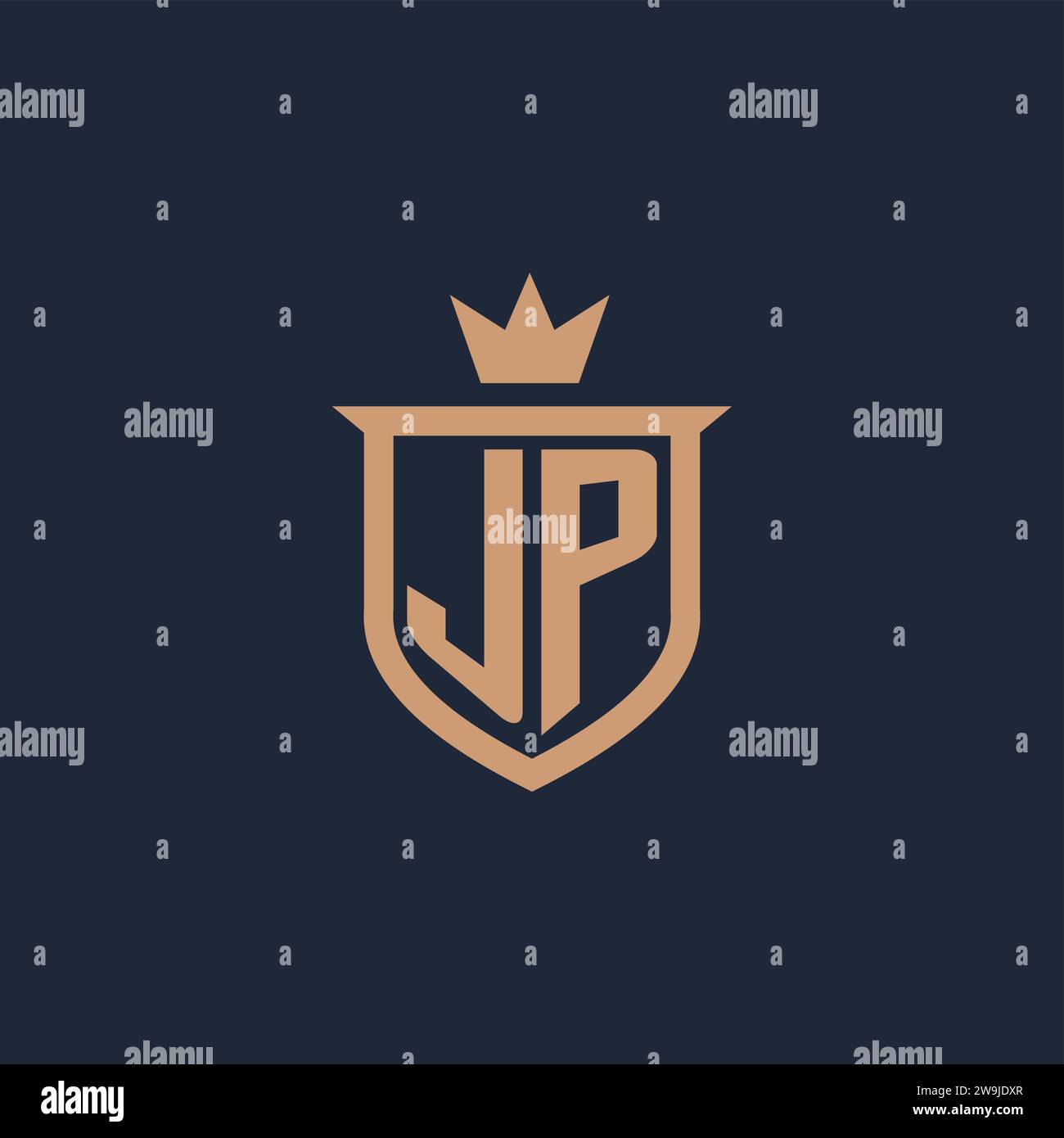 JP monogram initial logo with shield and crown style design ideas Stock Vector Image & Art - Alamy