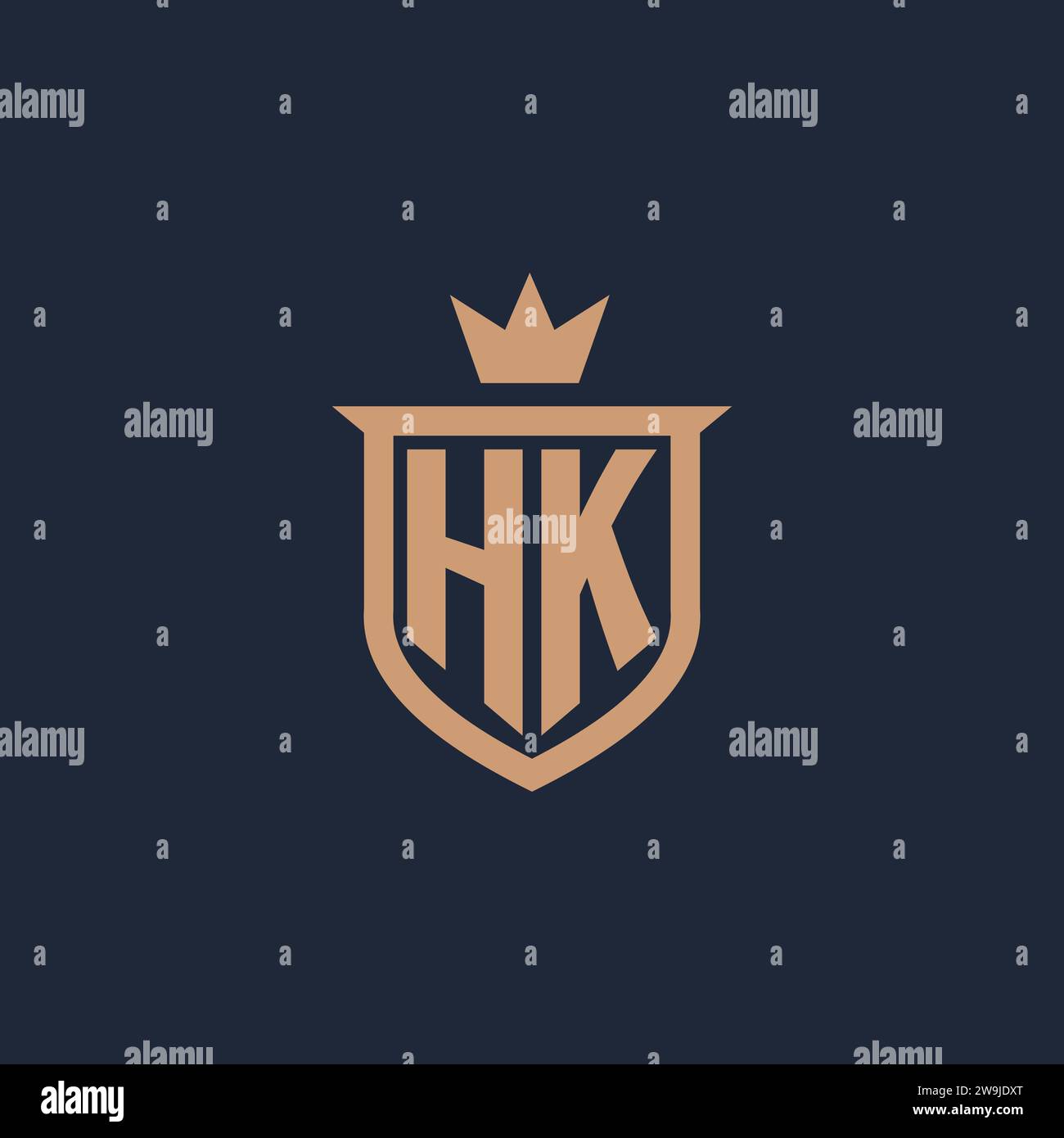HK monogram initial logo with shield and crown style design ideas Stock ...