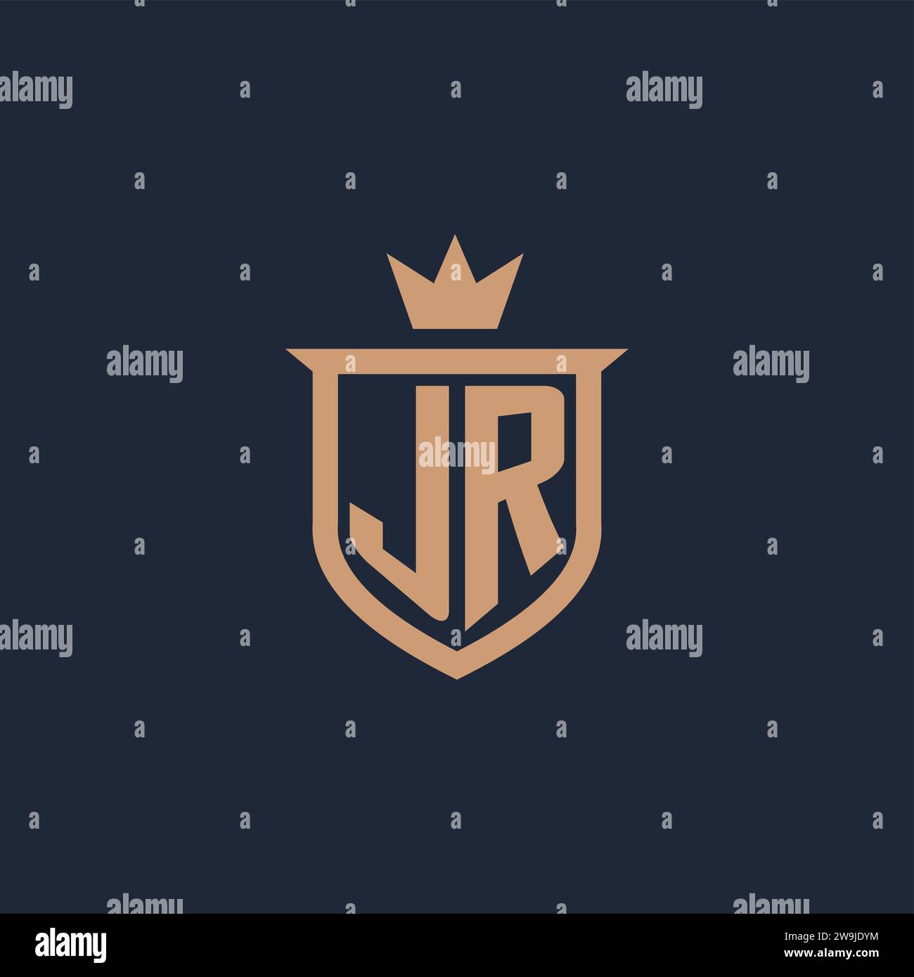 JR monogram initial logo with shield and crown style design ideas Stock ...