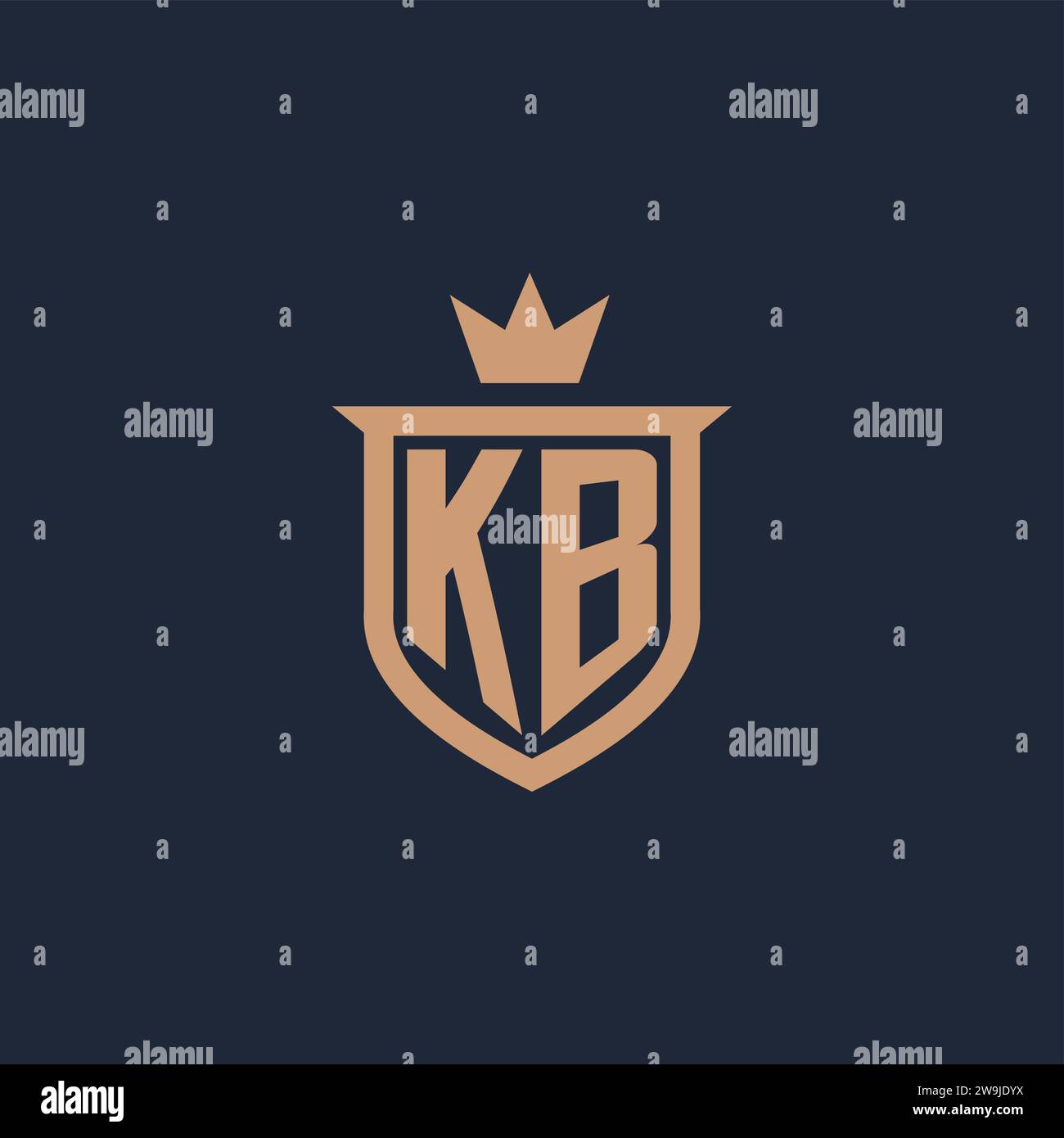KB monogram initial logo with shield and crown style design ideas Stock ...