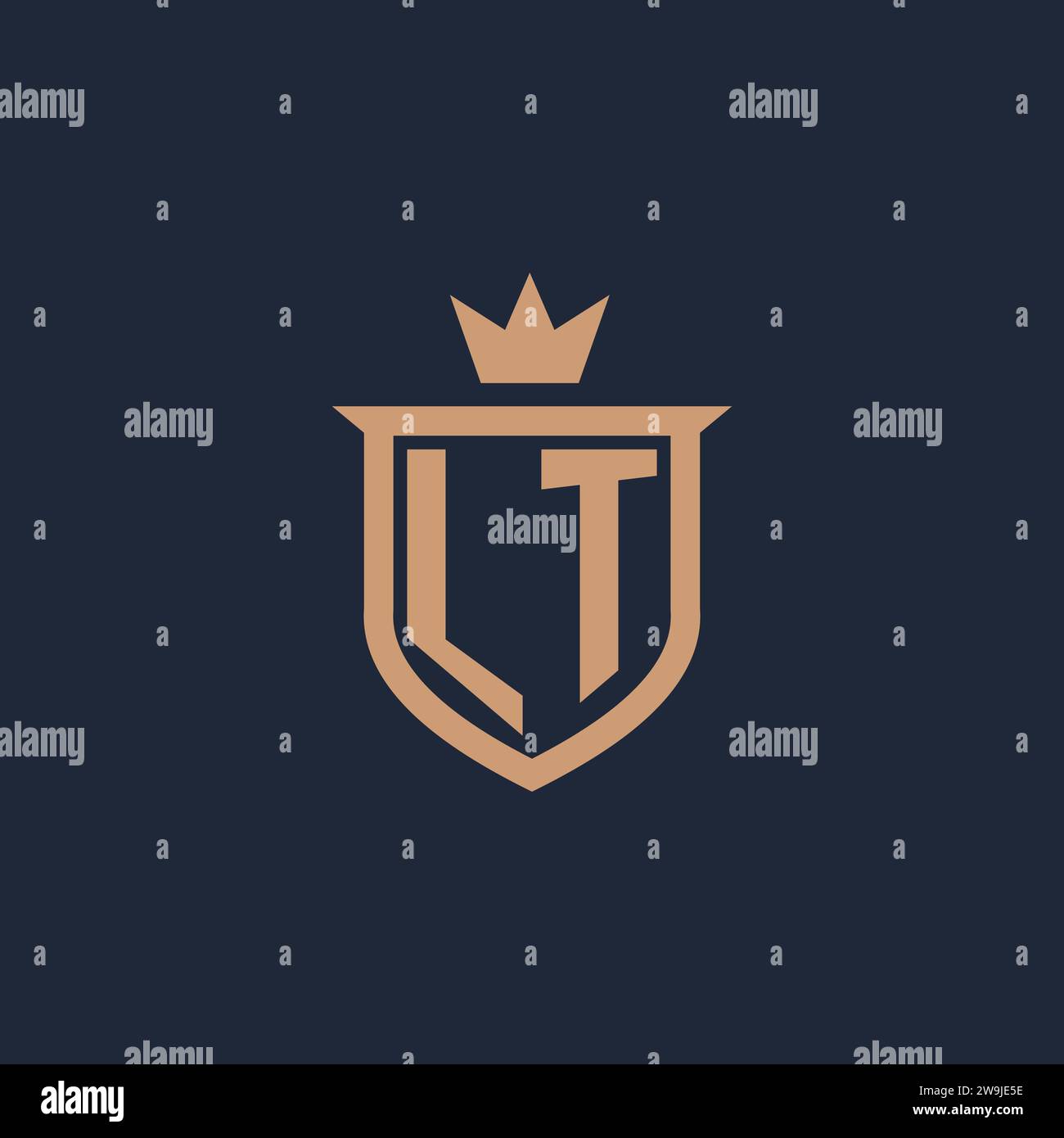 LT monogram initial logo with shield and crown style design ideas Stock ...