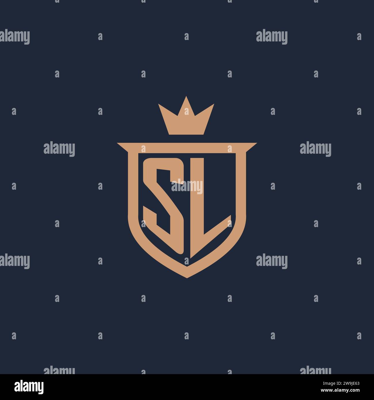 SL monogram initial logo with shield and crown style design ideas Stock ...