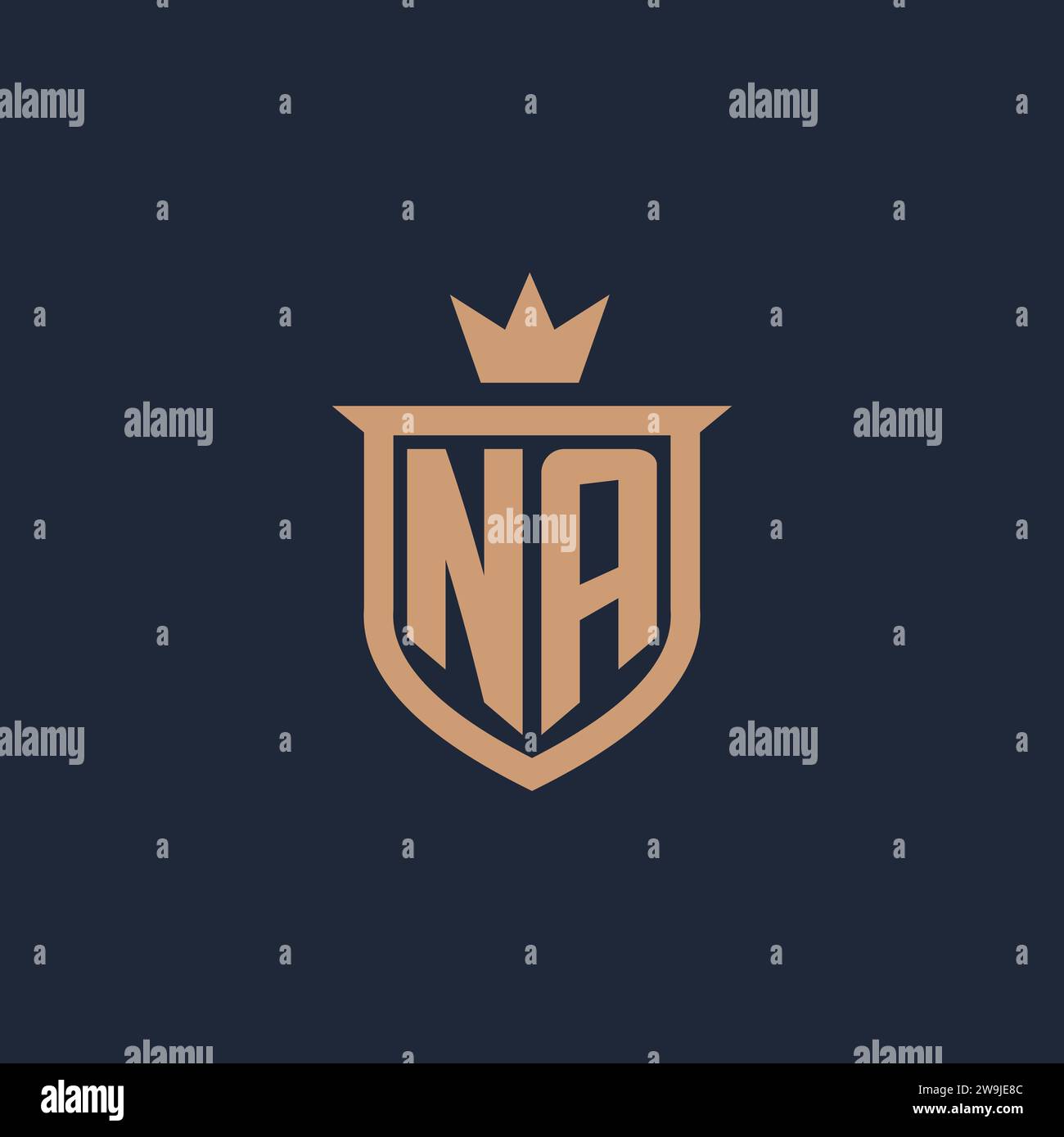NA monogram initial logo with shield and crown style design ideas Stock ...