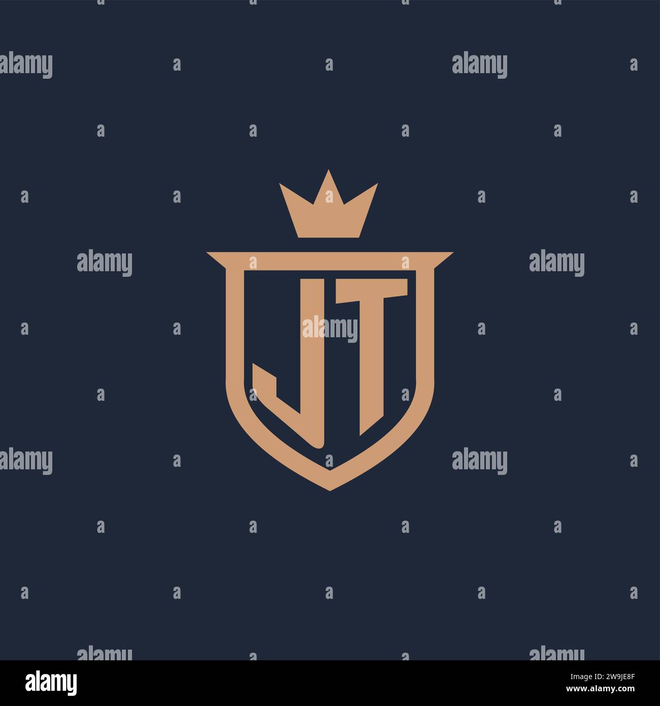 JT monogram initial logo with shield and crown style design ideas Stock Vector Image & Art - Alamy