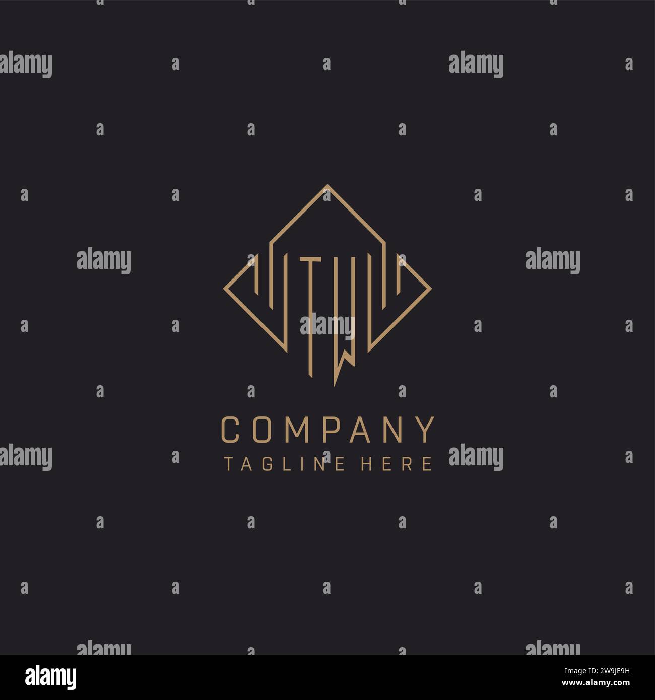 Monogram TW with rhombus line logo style, Luxury elegant logo design ...
