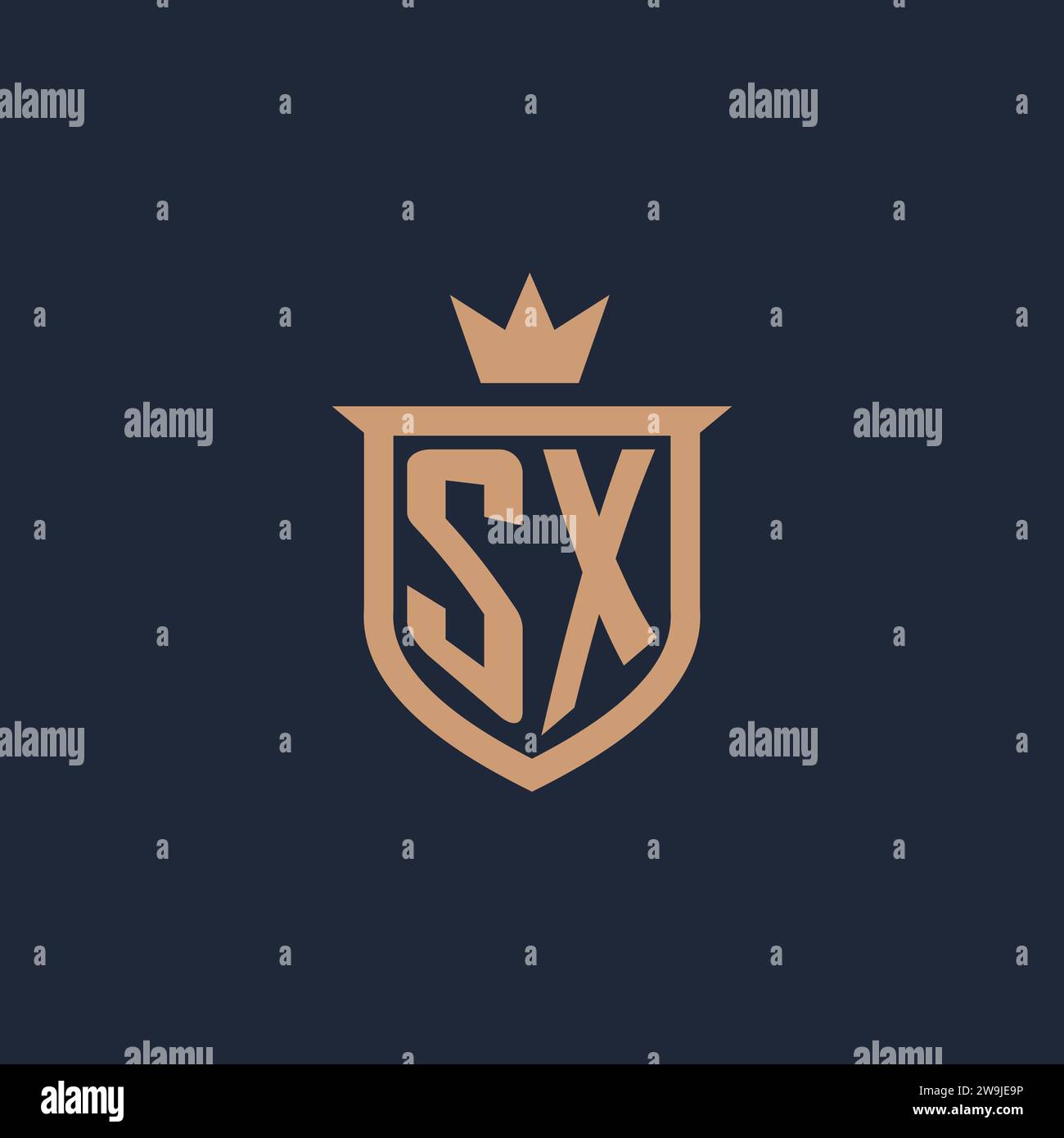 SX monogram initial logo with shield and crown style design ideas Stock ...