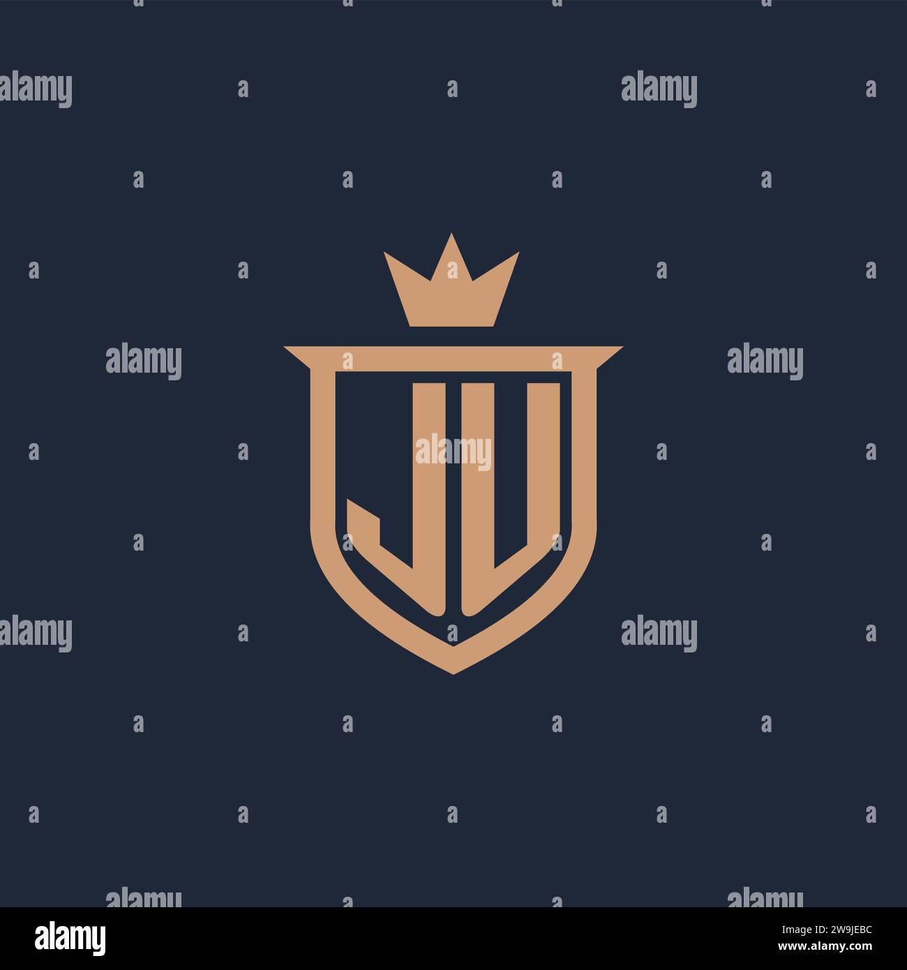 JU monogram initial logo with shield and crown style design ideas Stock ...