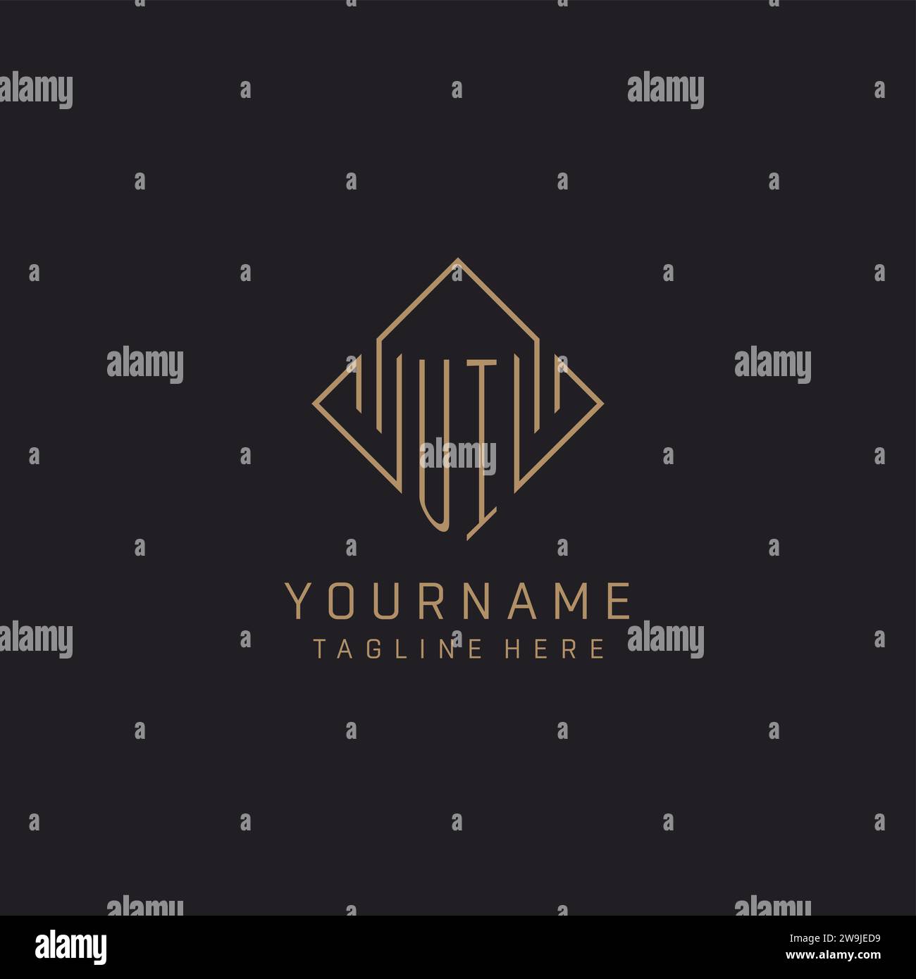 Monogram UI with rhombus line logo style, Luxury elegant logo design ...